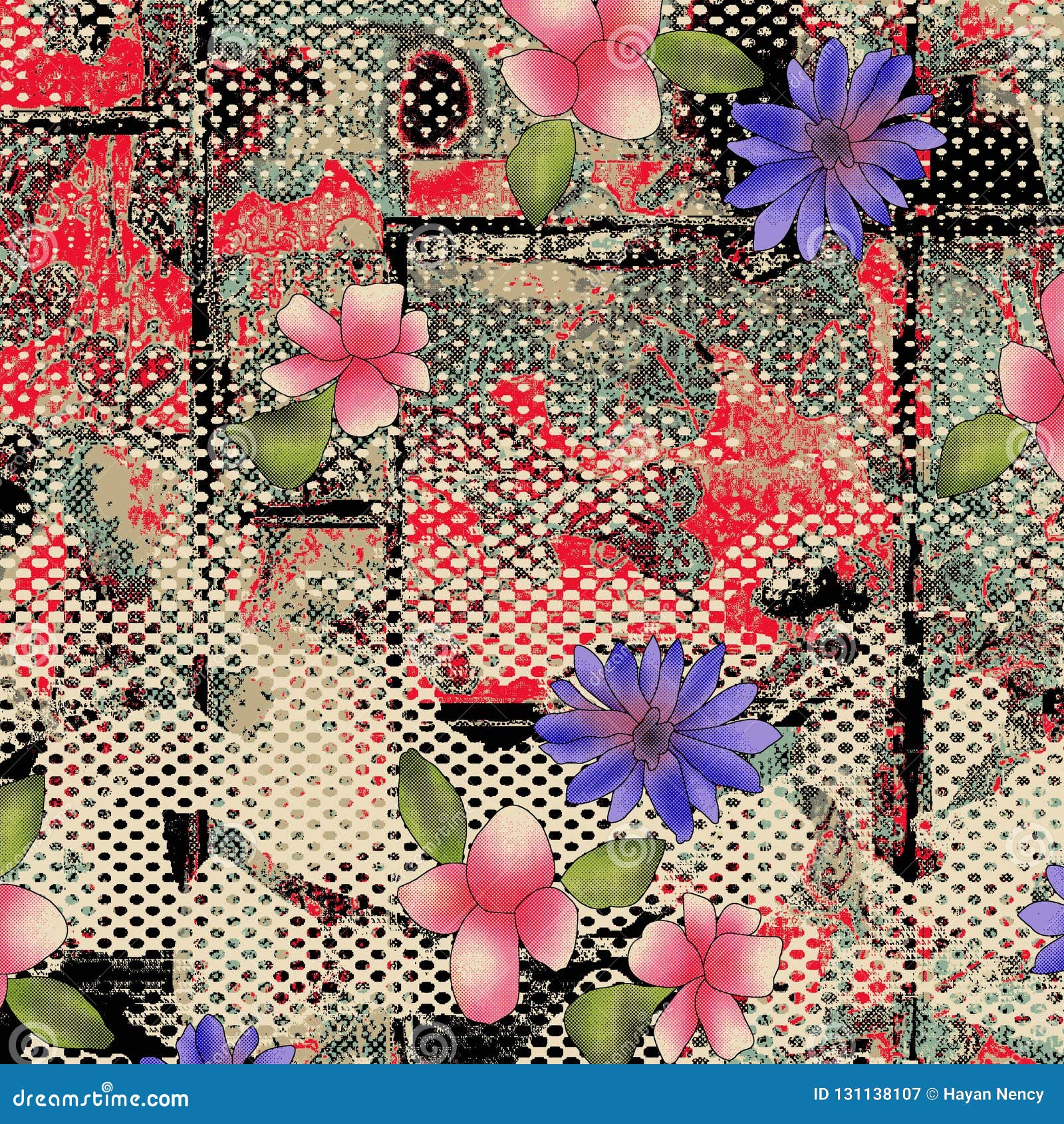 WATERCOLOR FLOWER PATTERN on Textures Stock Illustration - Illustration ...