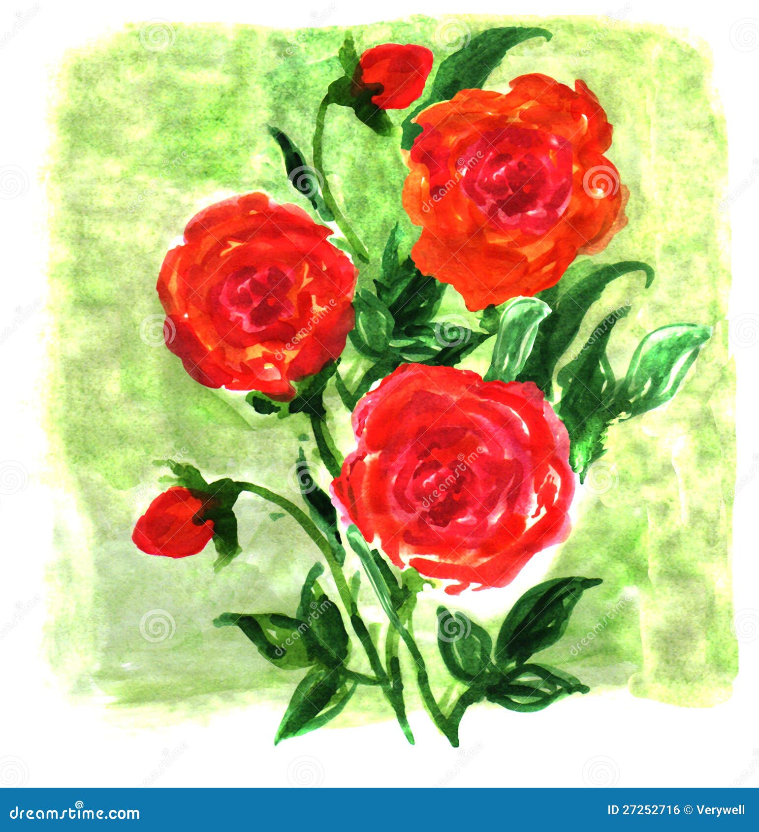 Watercolor Flowers Impression Painting Stock Illustration ...