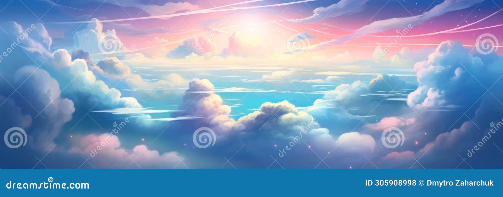 Watercolor Flying Marshmallow Across the Celestial Sky, a Ray of Hope ...