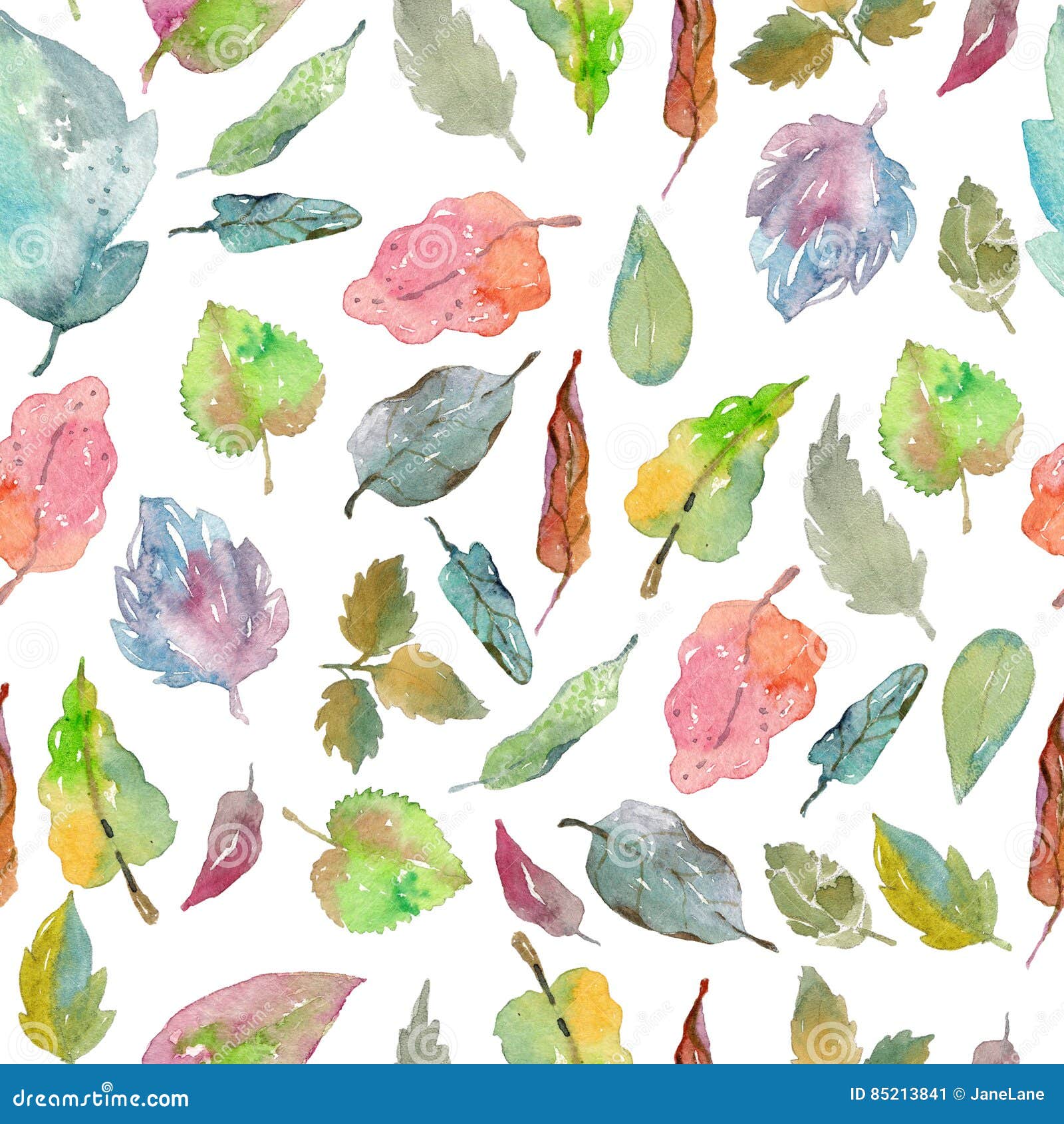 Watercolor foliage pattern stock illustration. Illustration of leaf ...