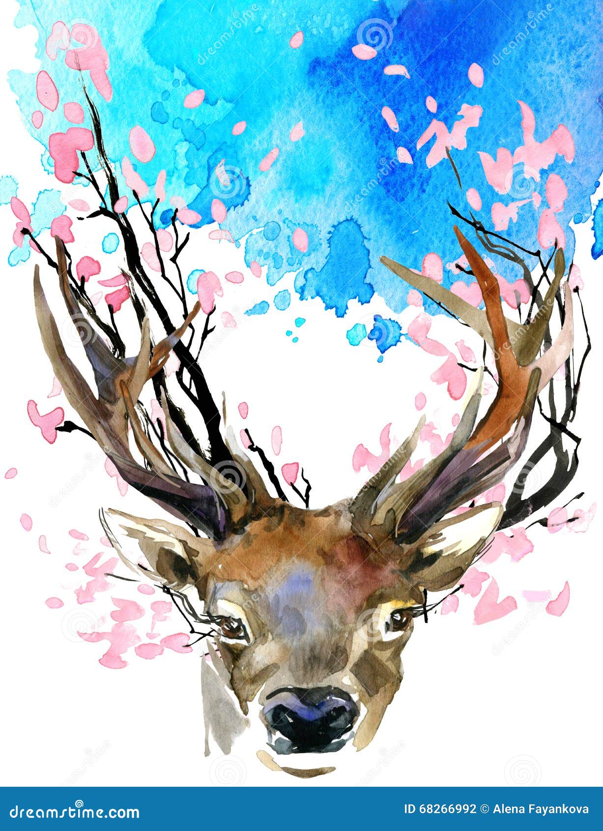 Deer And Spring Sakura Blossom Vector Silhouette | CartoonDealer.com ...