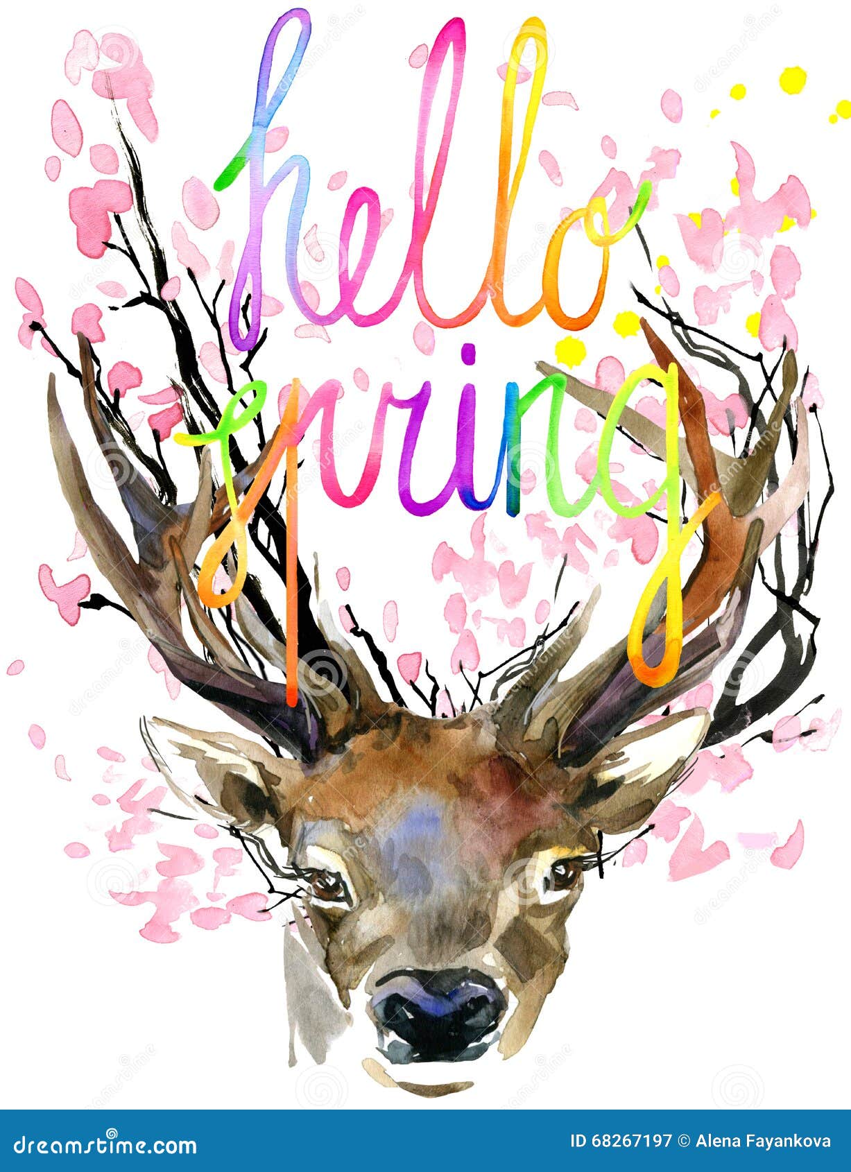 Deer And Spring Sakura Blossom Vector Silhouette | CartoonDealer.com ...