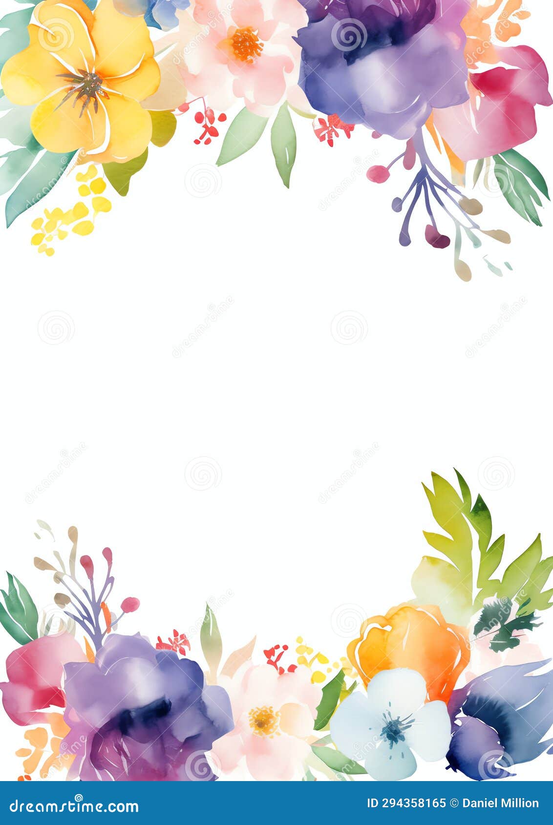 Watercolor Frame Watercolor Border on White Background Stock ...