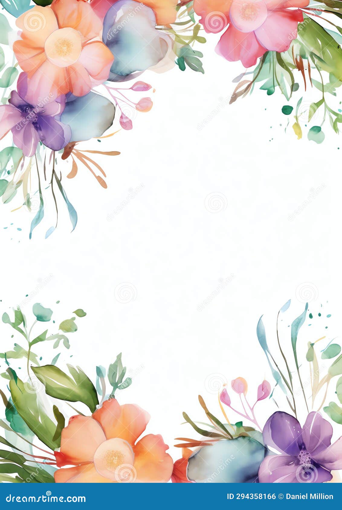 Watercolor Frame Watercolor Border on White Background Stock ...