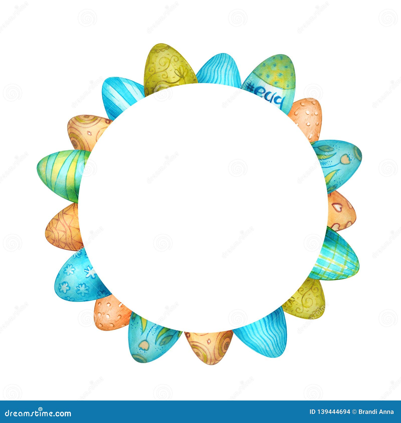 Watercolor Frame with Colorful Eggs. Happy Easter. Stock Illustration ...