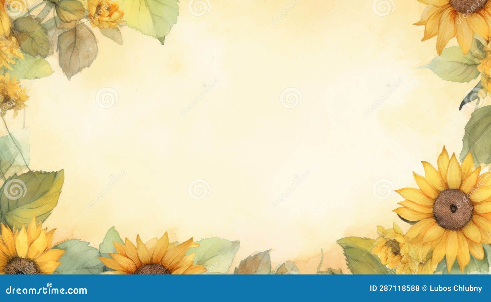 Watercolor Frame Decorated with Sunflowers Stock Illustration ...