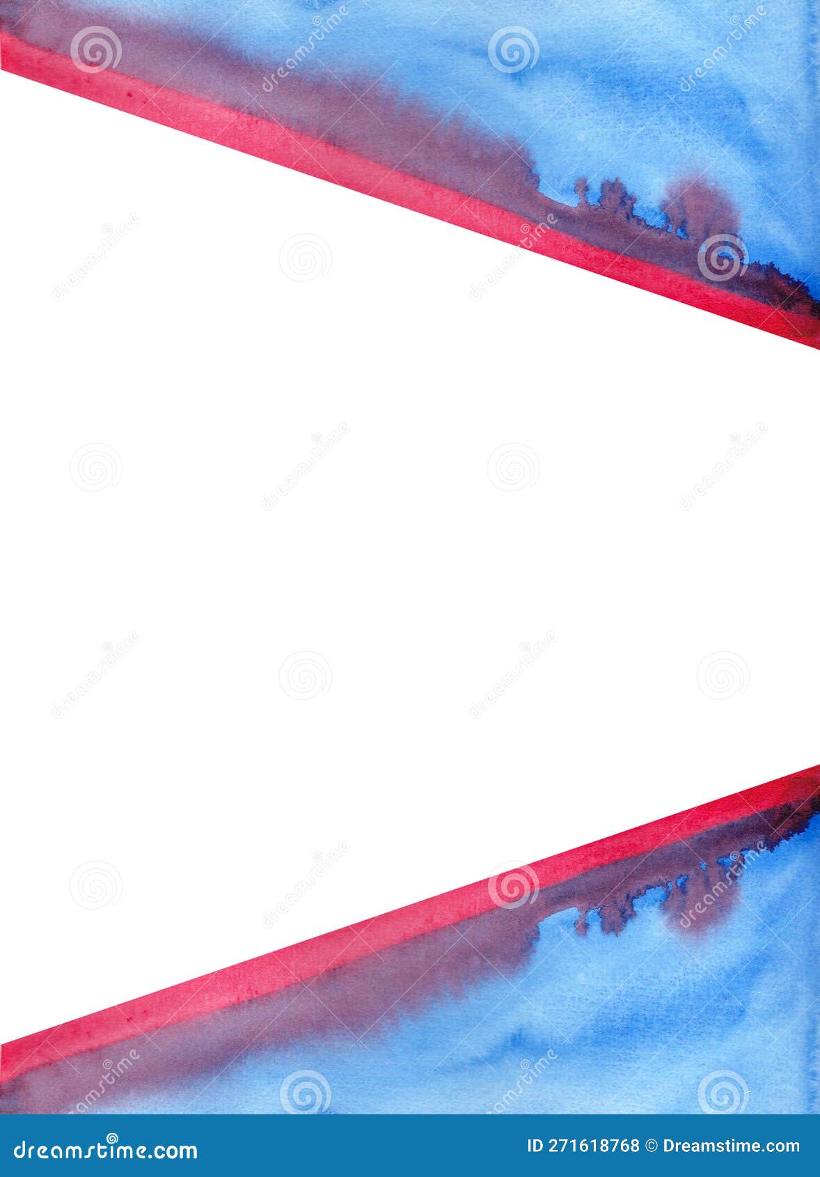 Watercolor Frame with Empty Space. Blue and Red Colors. Stock ...