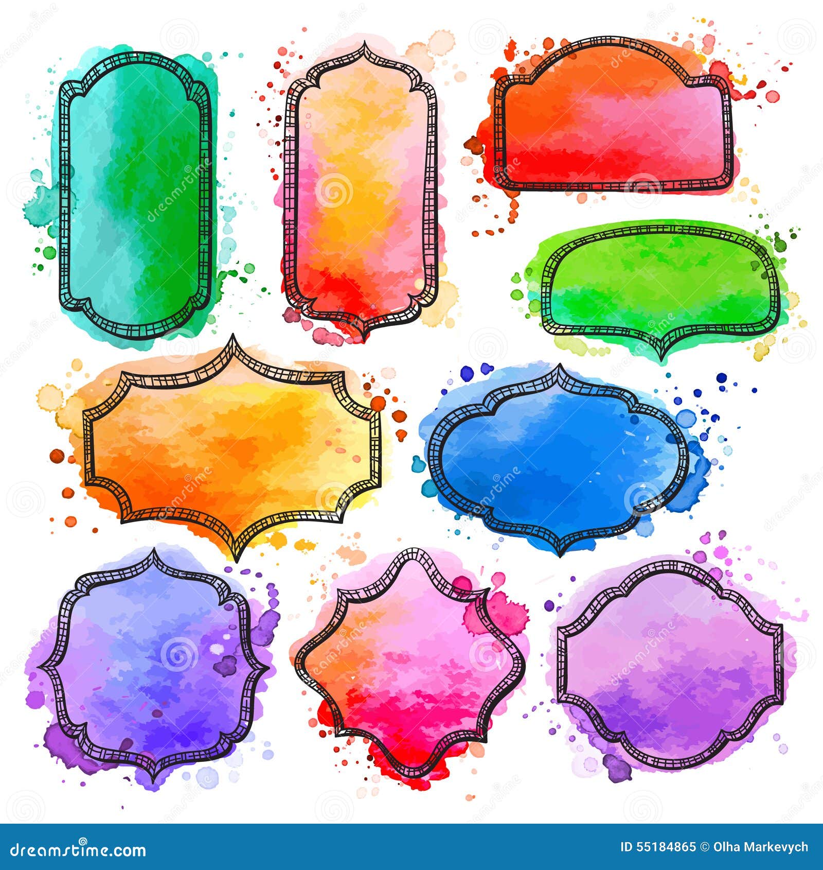 Watercolor Frame stock vector. Illustration of backdrop - 55184865