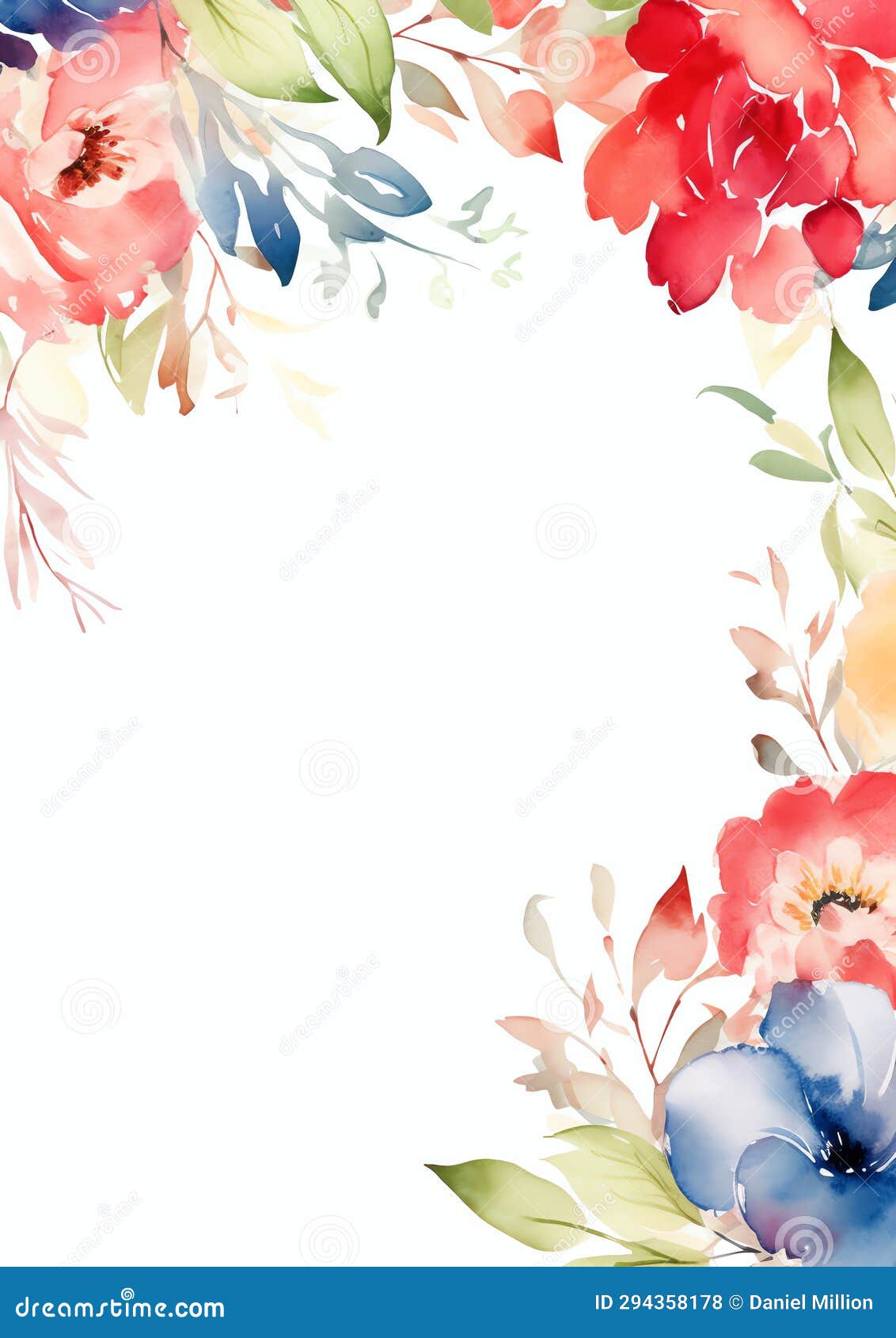 Watercolor Frame Watercolor Border on White Background Stock Photo ...