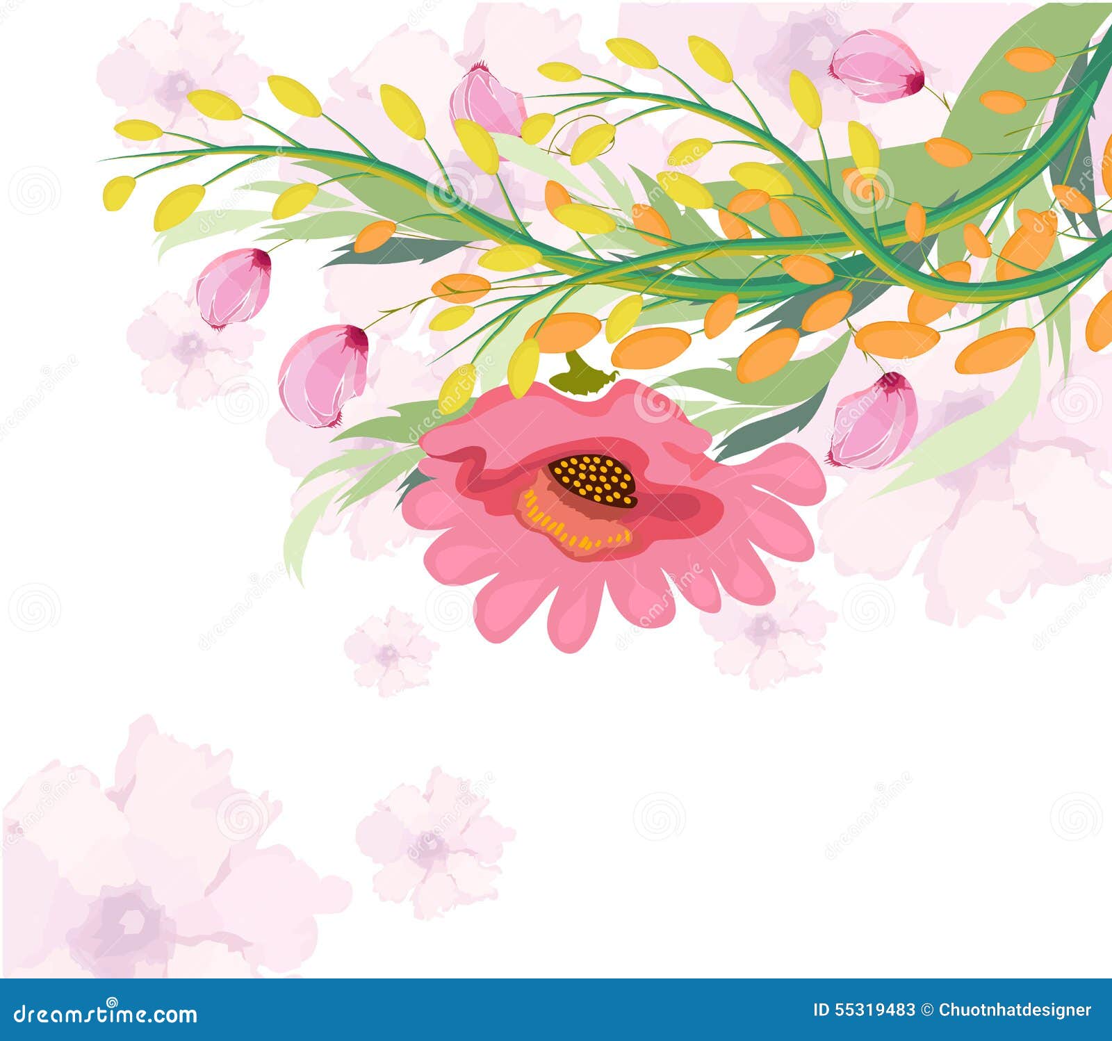 Watercolor Fuchsia flower stock vector. Illustration of flora - 55319483