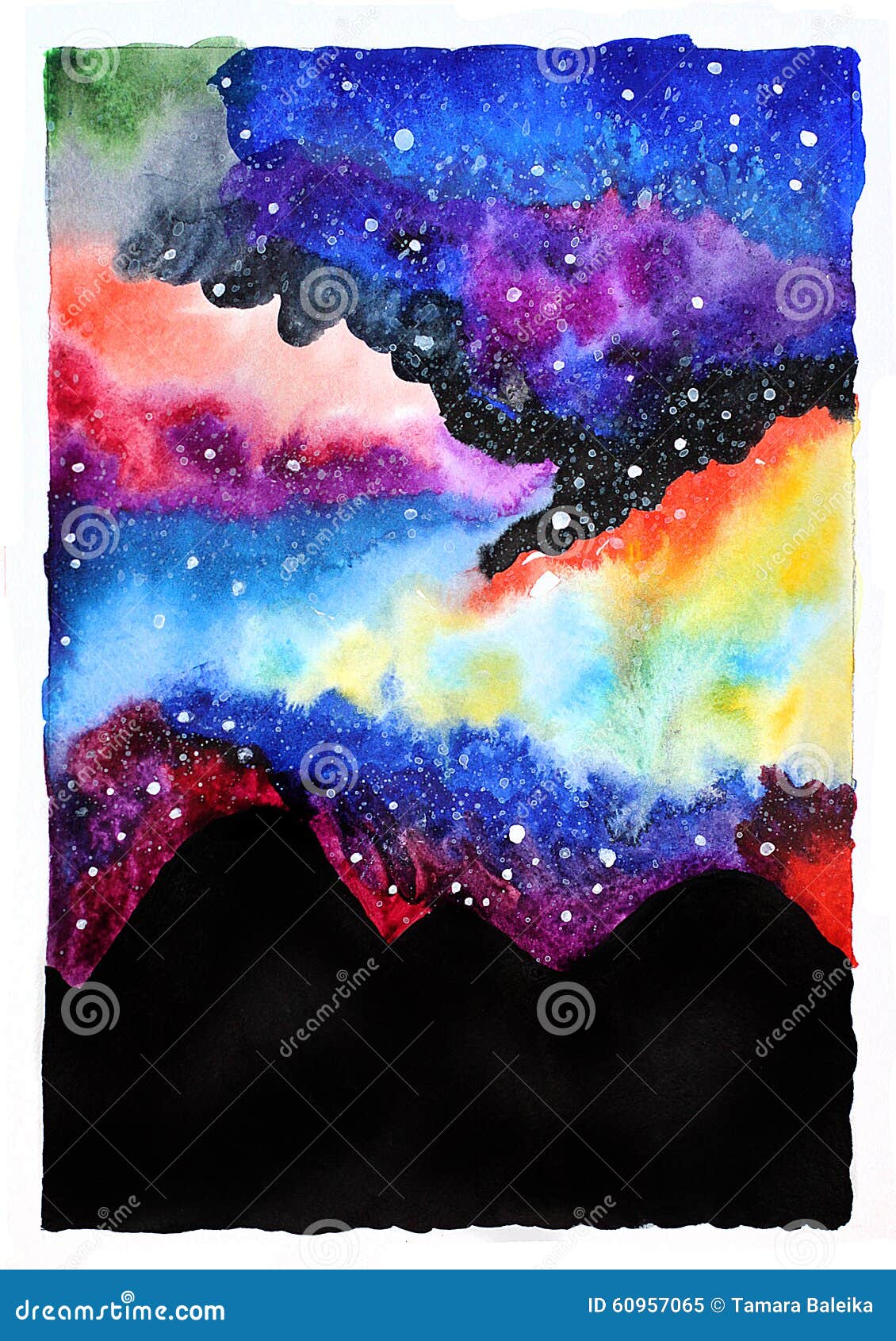 Watercolor Galaxy Illustration. Stock Illustration - Illustration of ...