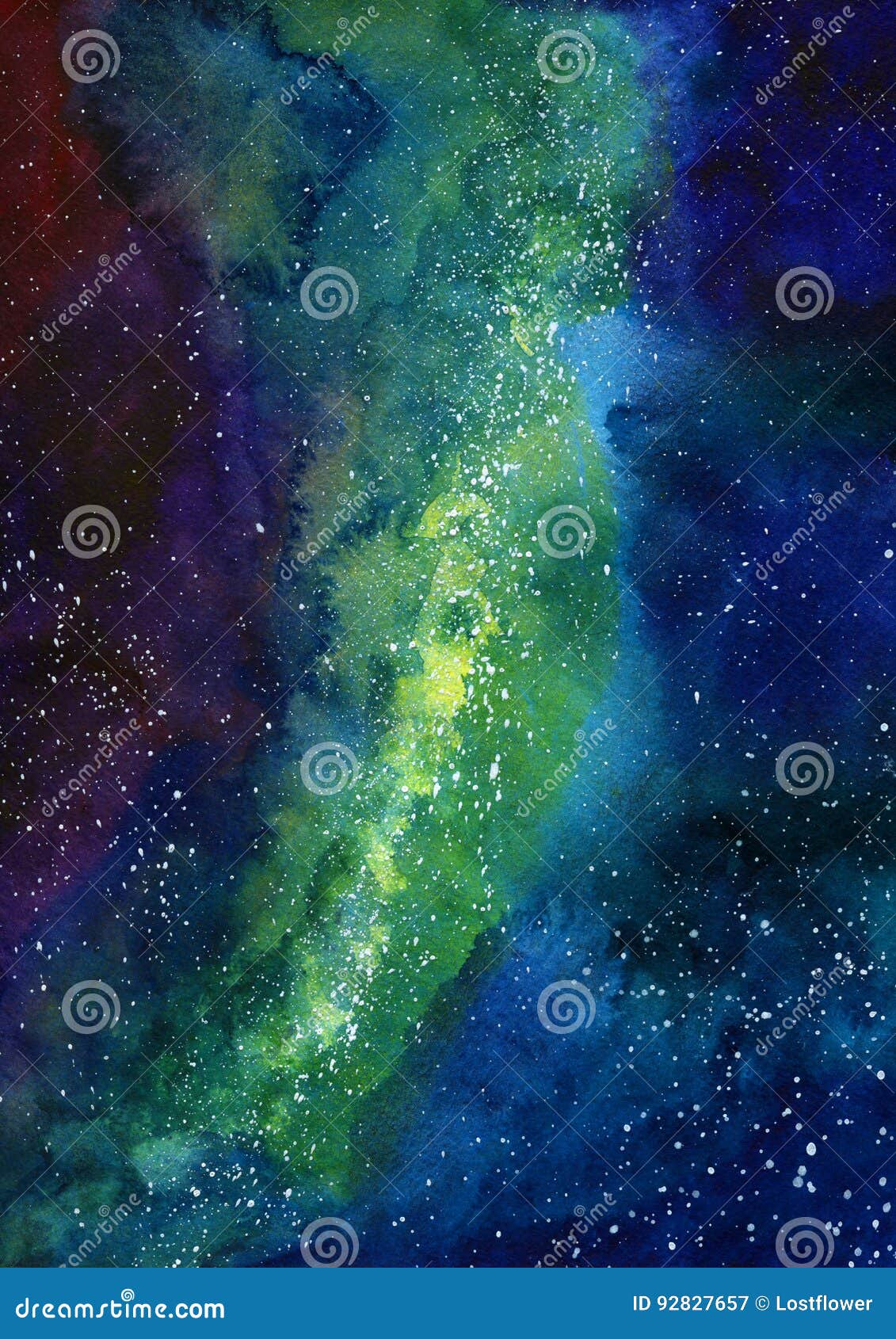 Watercolor Galaxy Nebula Space Image Background with Stars Stock ...