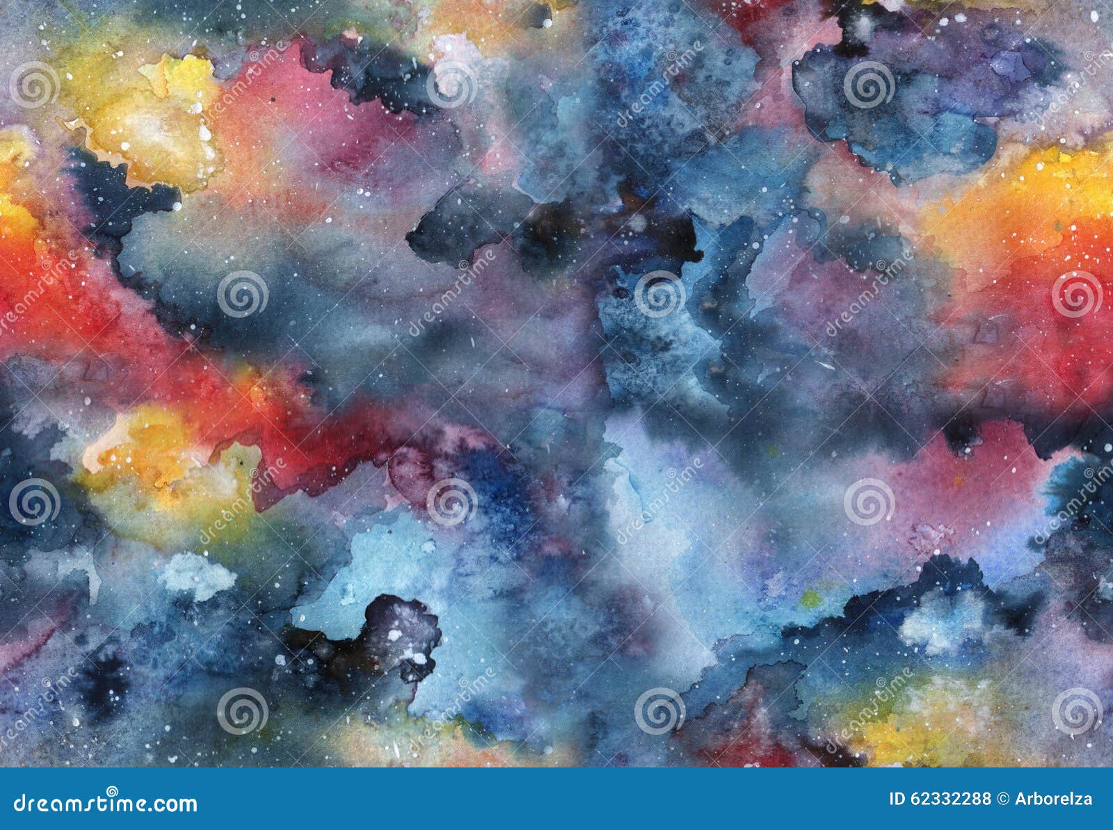 Watercolor Galaxy Seamless Pattern Stock Illustration - Illustration of ...
