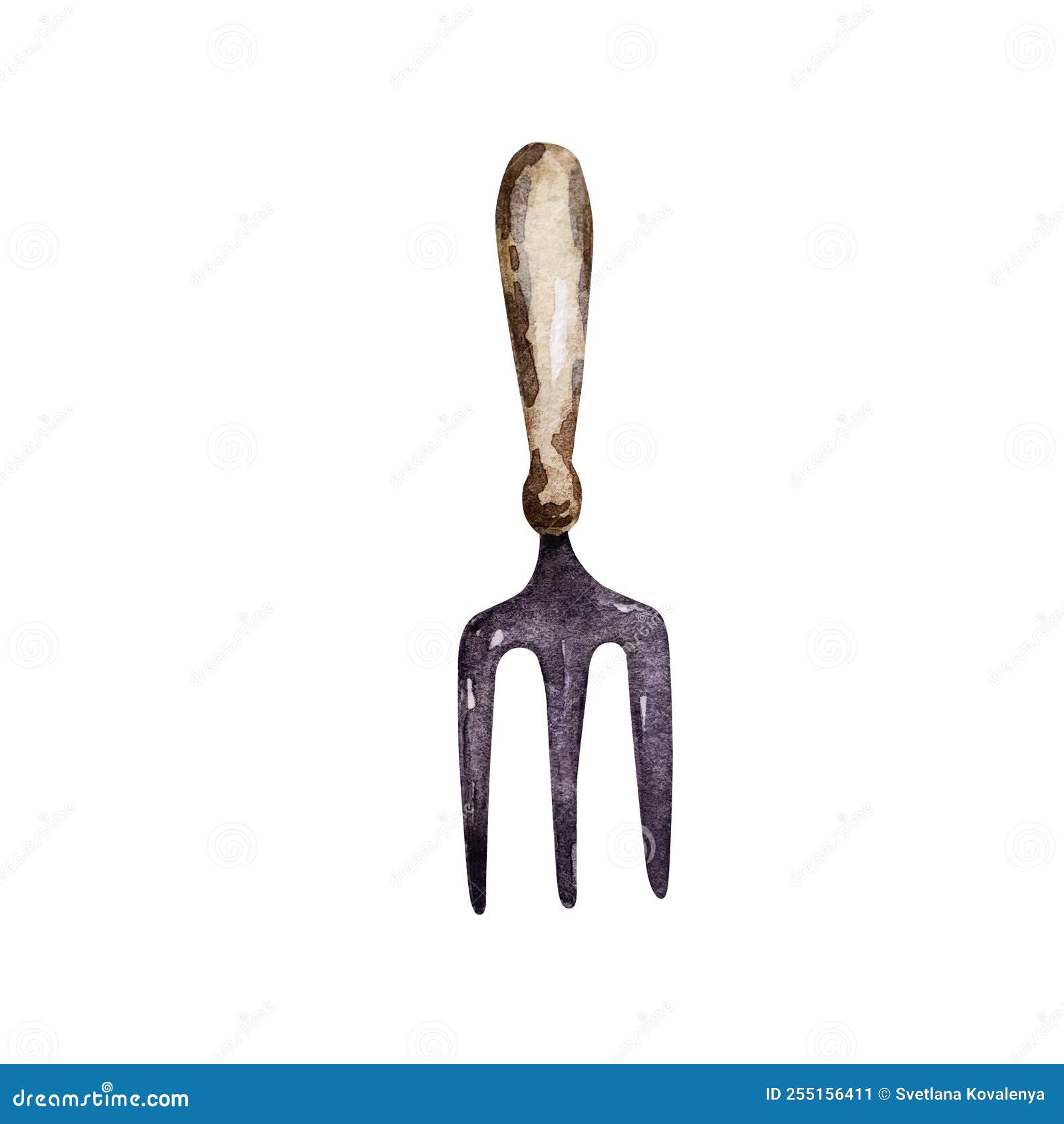 Watercolor garden tool stock image. Image of pitchfork - 255156411
