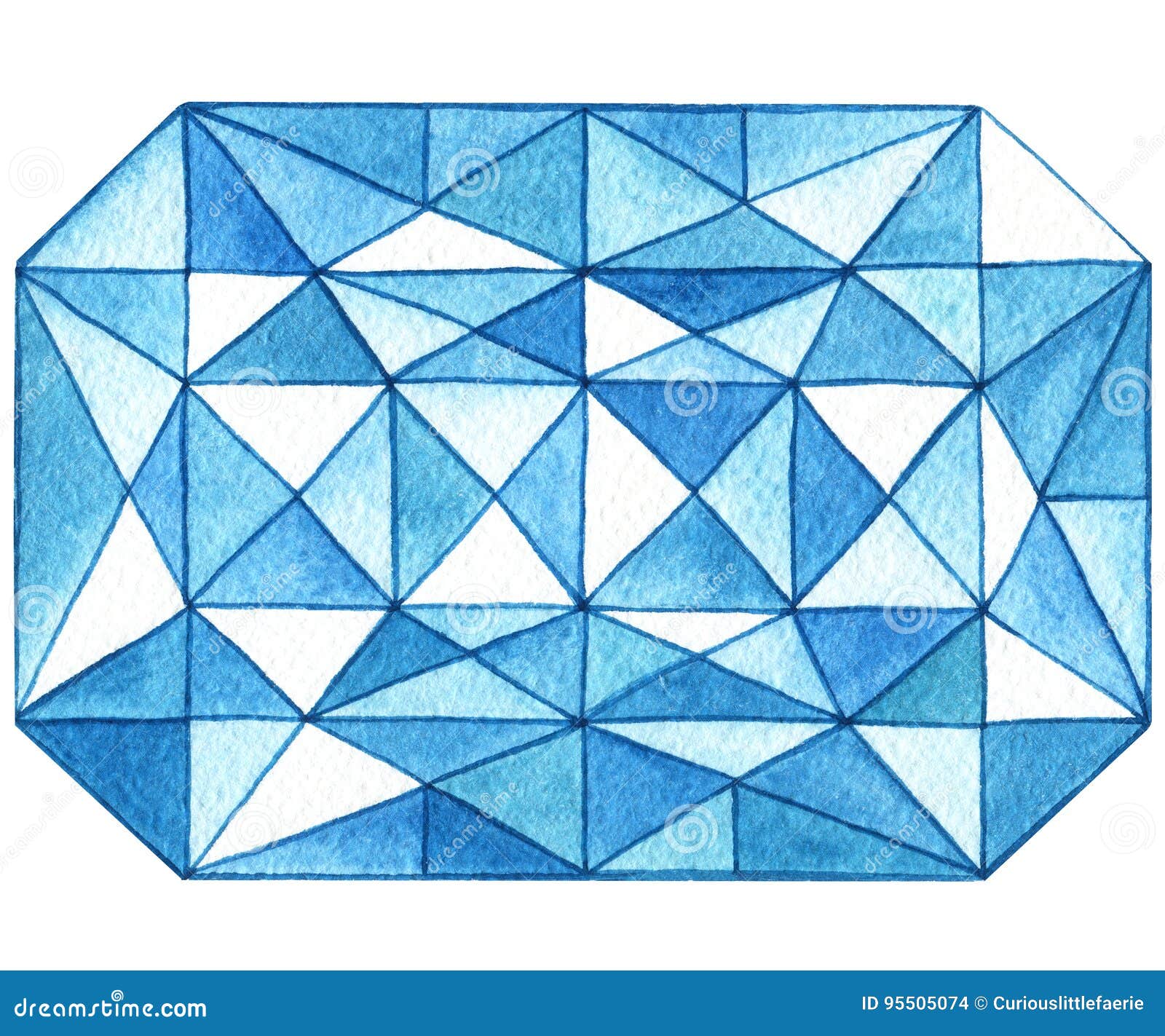 Watercolor Gemstone in the Rectangle Shape Isolated on the White ...