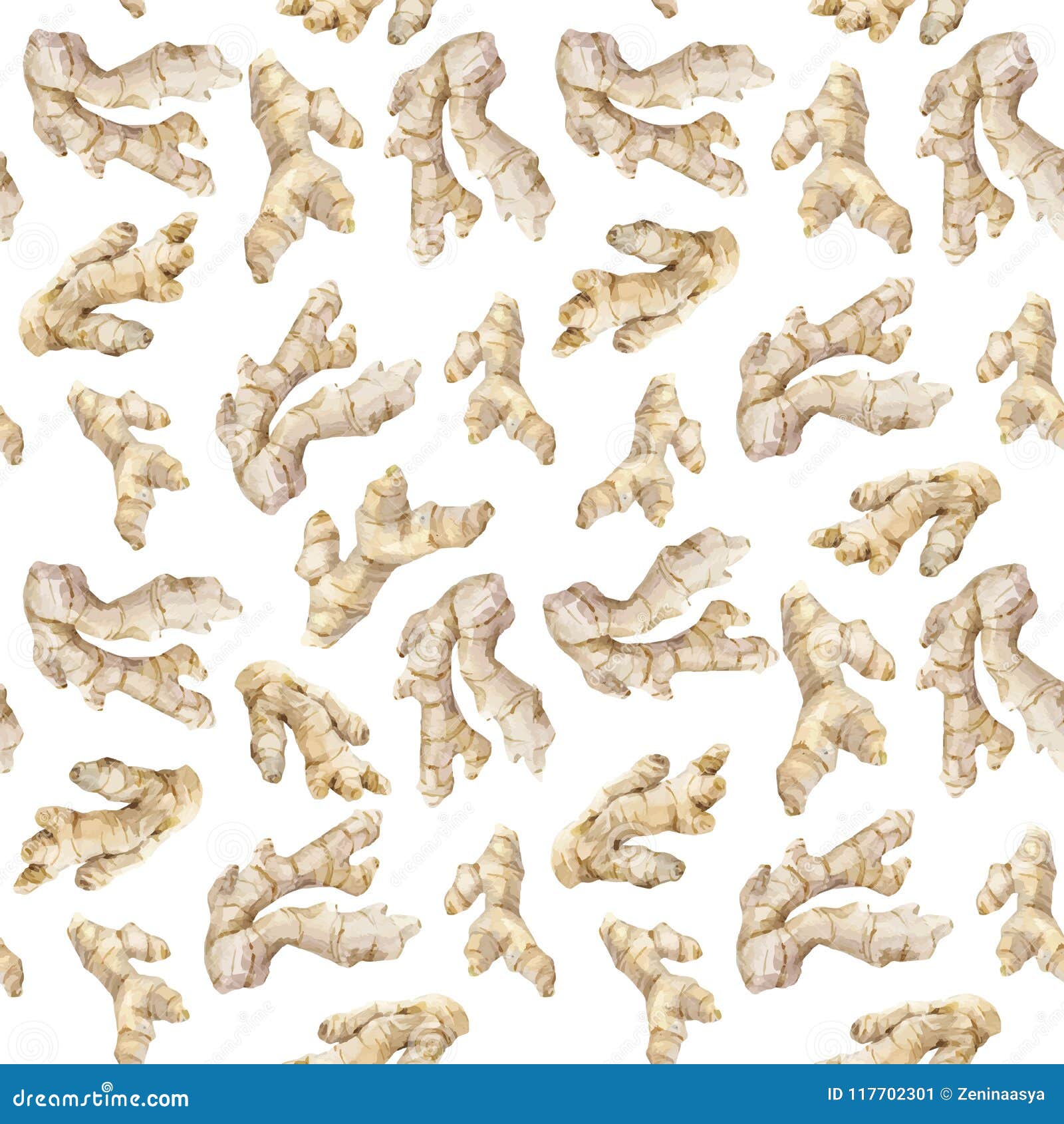 Watercolor Ginger Vector Pattern Stock Vector - Illustration of bloom ...