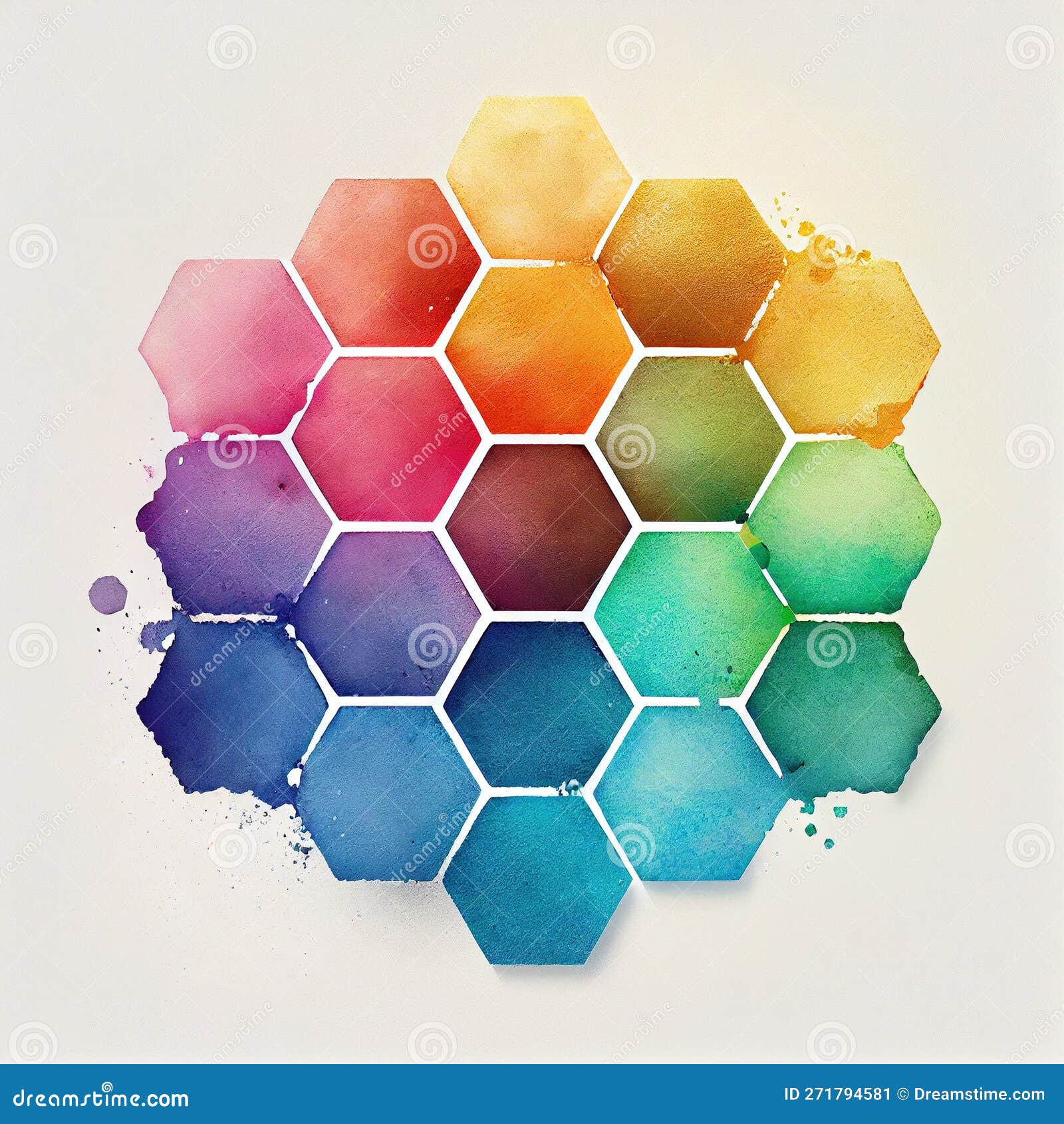 Watercolor Gradient Hexagone Pattern, Rainbow, Generative AI Stock ...