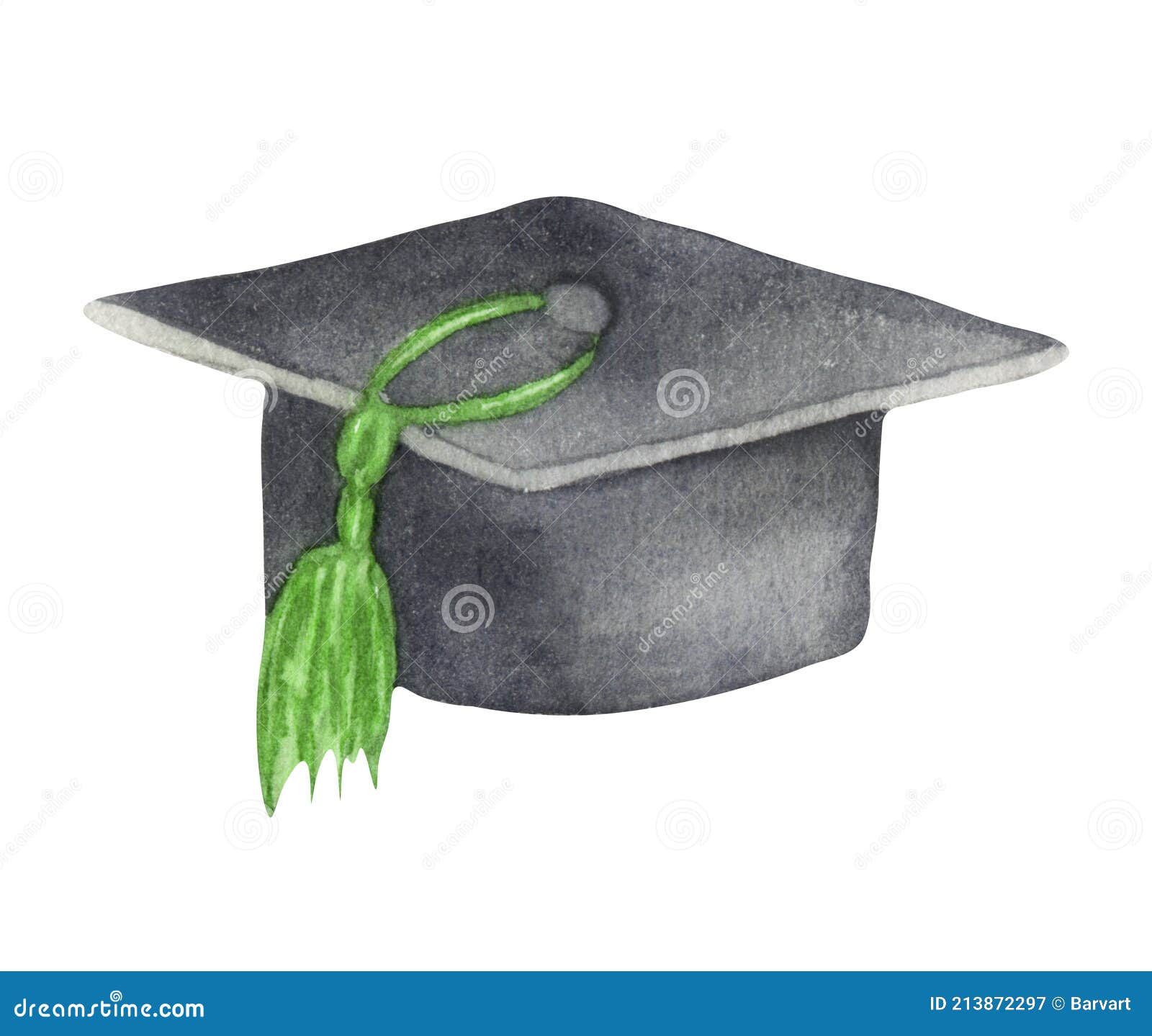 Watercolor Graduation Cap. Hand Drawn School Illustration. Royalty-Free ...