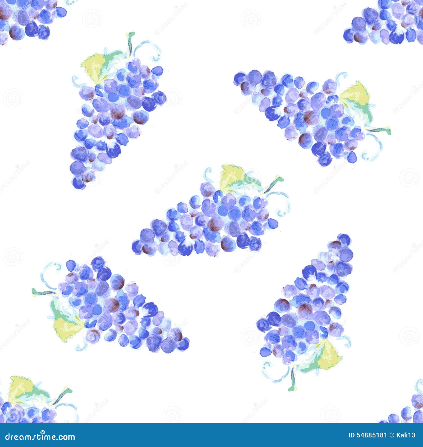 Watercolor Grape with Leaves in Vintage Style Stock Illustration ...