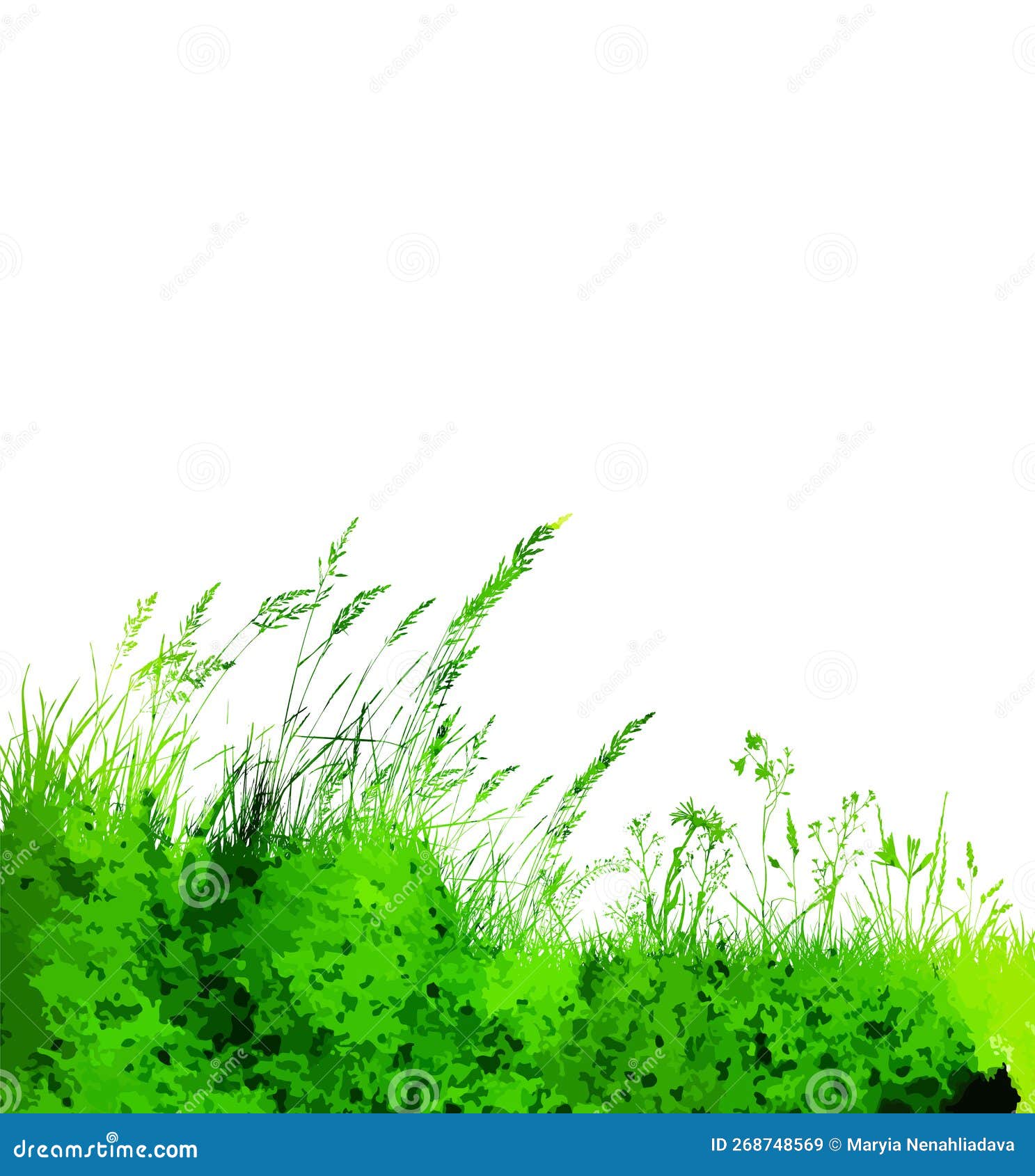 Watercolor Grass Background. Hello Spring. Vector Illustration Stock ...