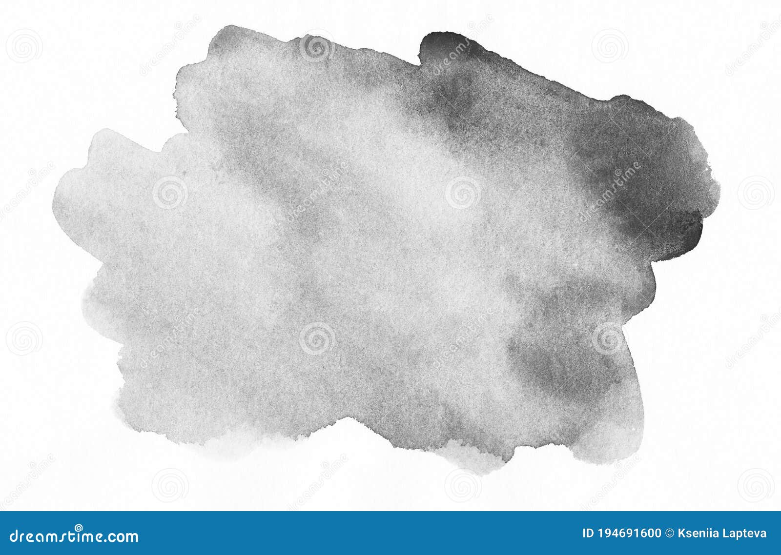 Watercolor Gray Spot On White Background With Space For Text Stock