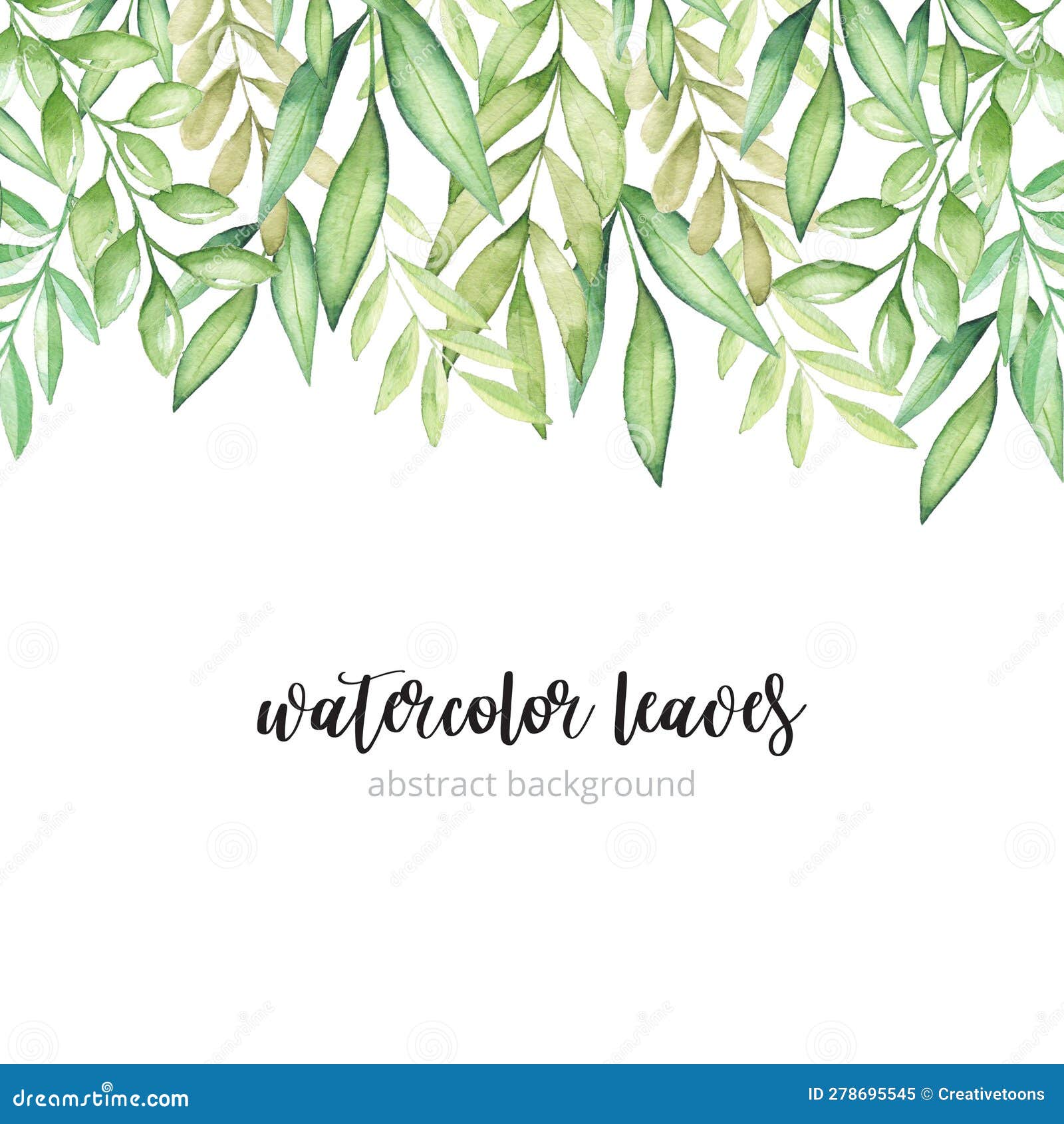 Watercolor Floral Frame Card. Hand Painted Border with Branches and ...