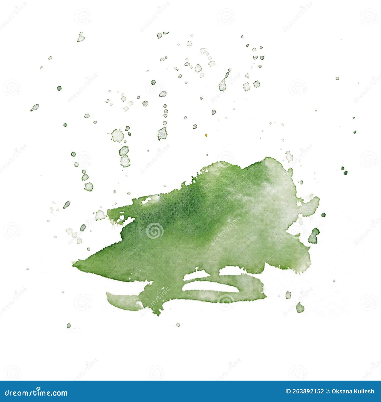 Watercolor Green Splash and Splattered Illustration Isolated Stock ...