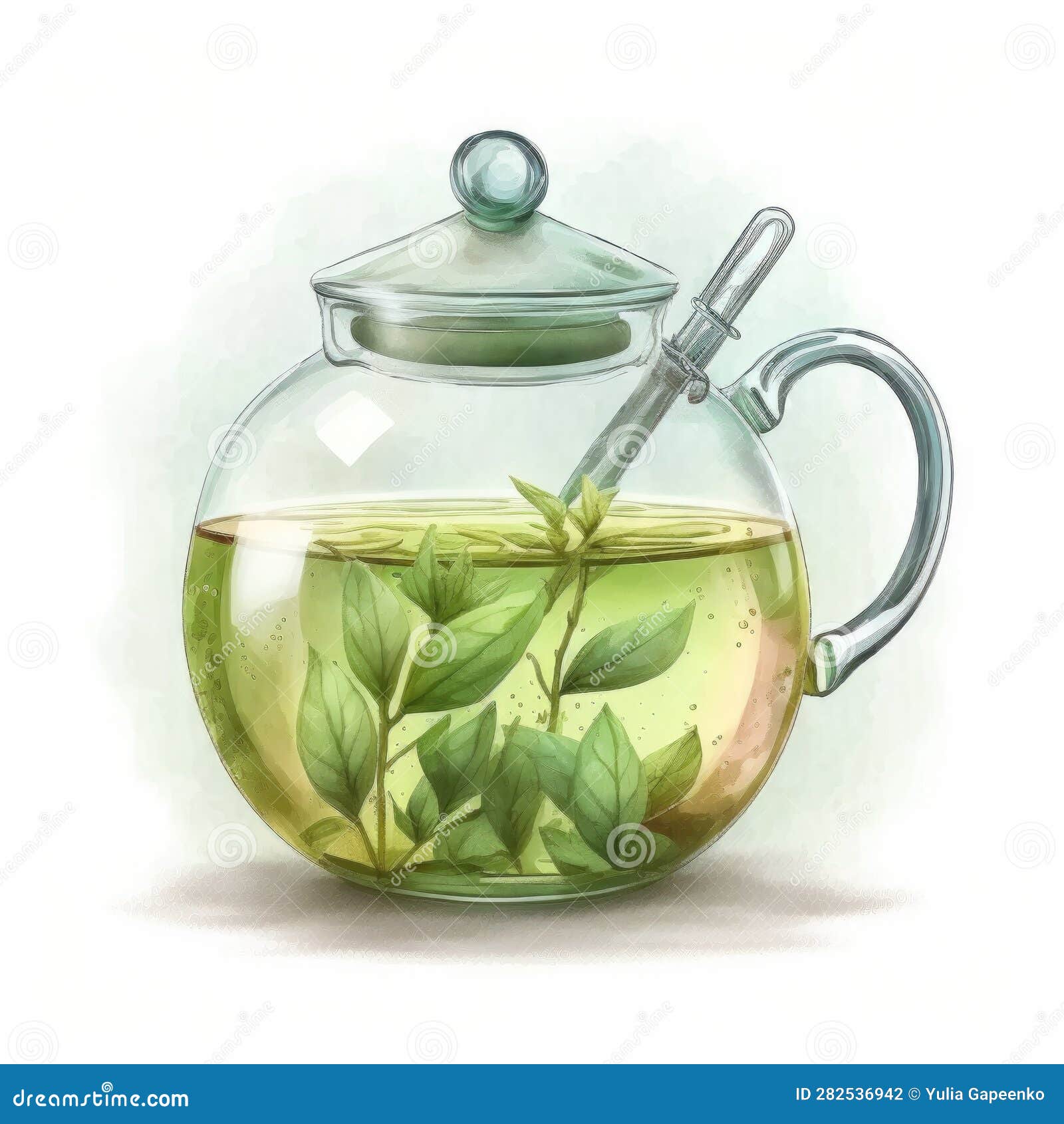 Watercolor Green Tea. Illustration AI Generative Stock Illustration ...