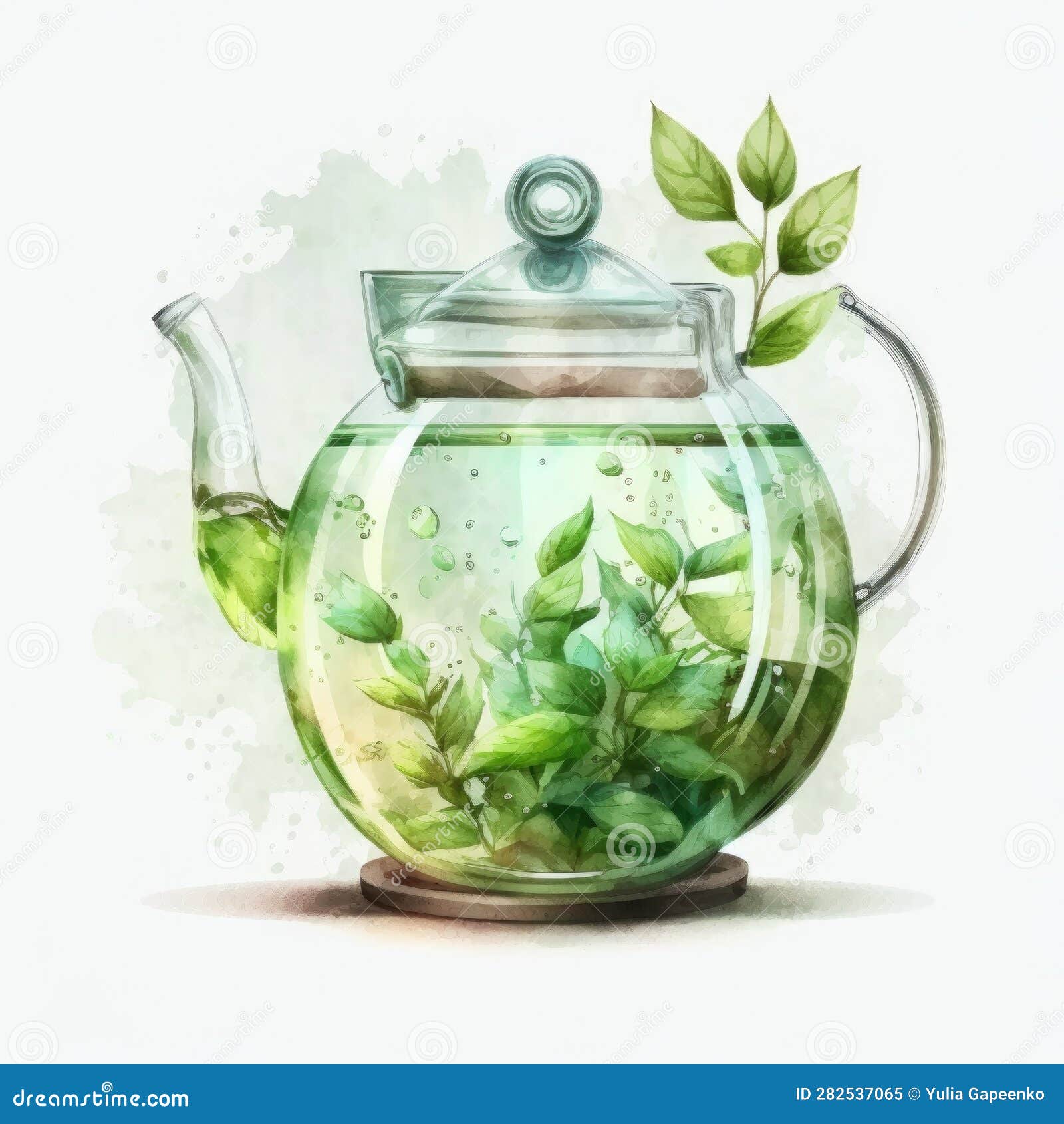 Watercolor Green Tea. Illustration AI Generative Stock Illustration ...