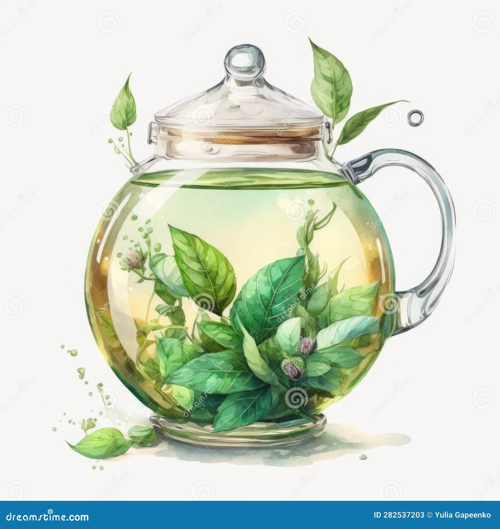 Watercolor Green Tea. Illustration AI Generative Stock Illustration ...