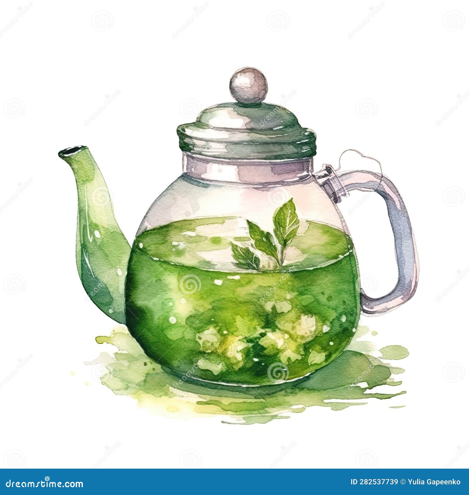 Watercolor Green Tea. Illustration AI Generative Stock Illustration ...