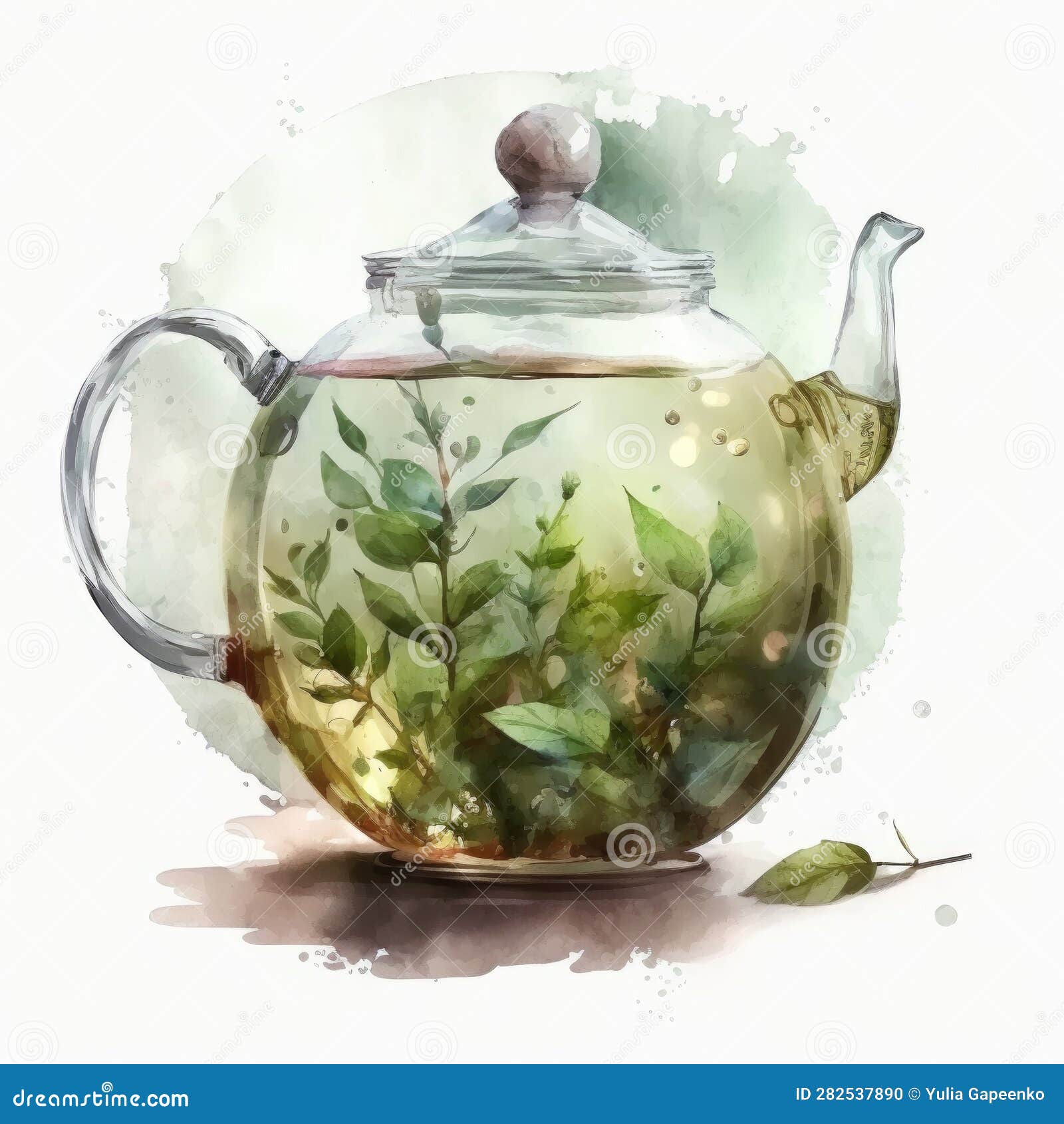 Watercolor Green Tea. Illustration AI Generative Stock Illustration ...