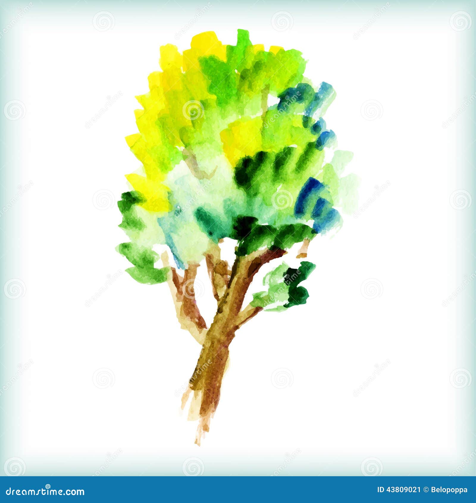 Watercolor green tree stock vector. Illustration of lush - 43809021
