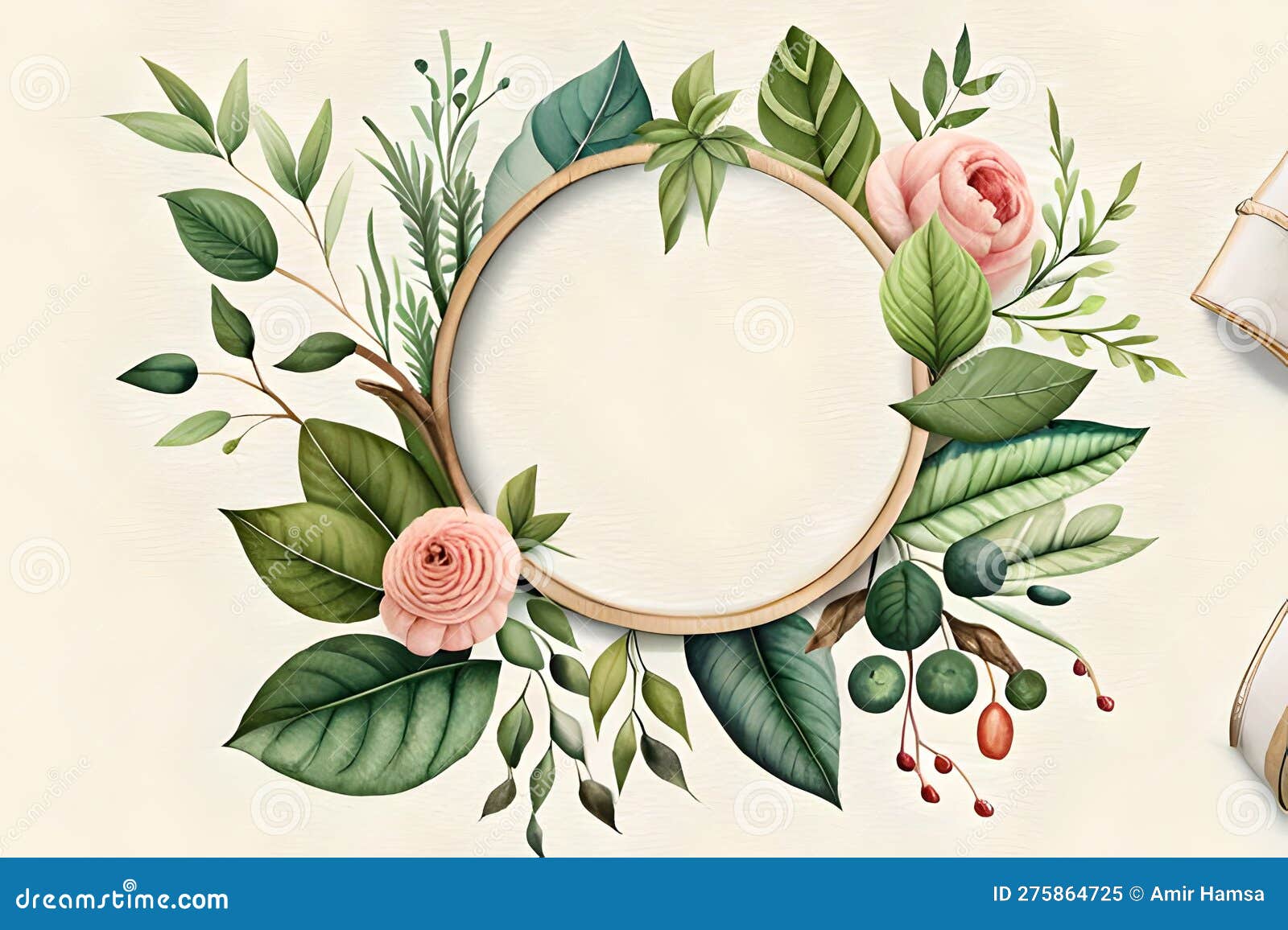 Watercolor Greenery Frames Borders Clip Art Stock Illustration ...