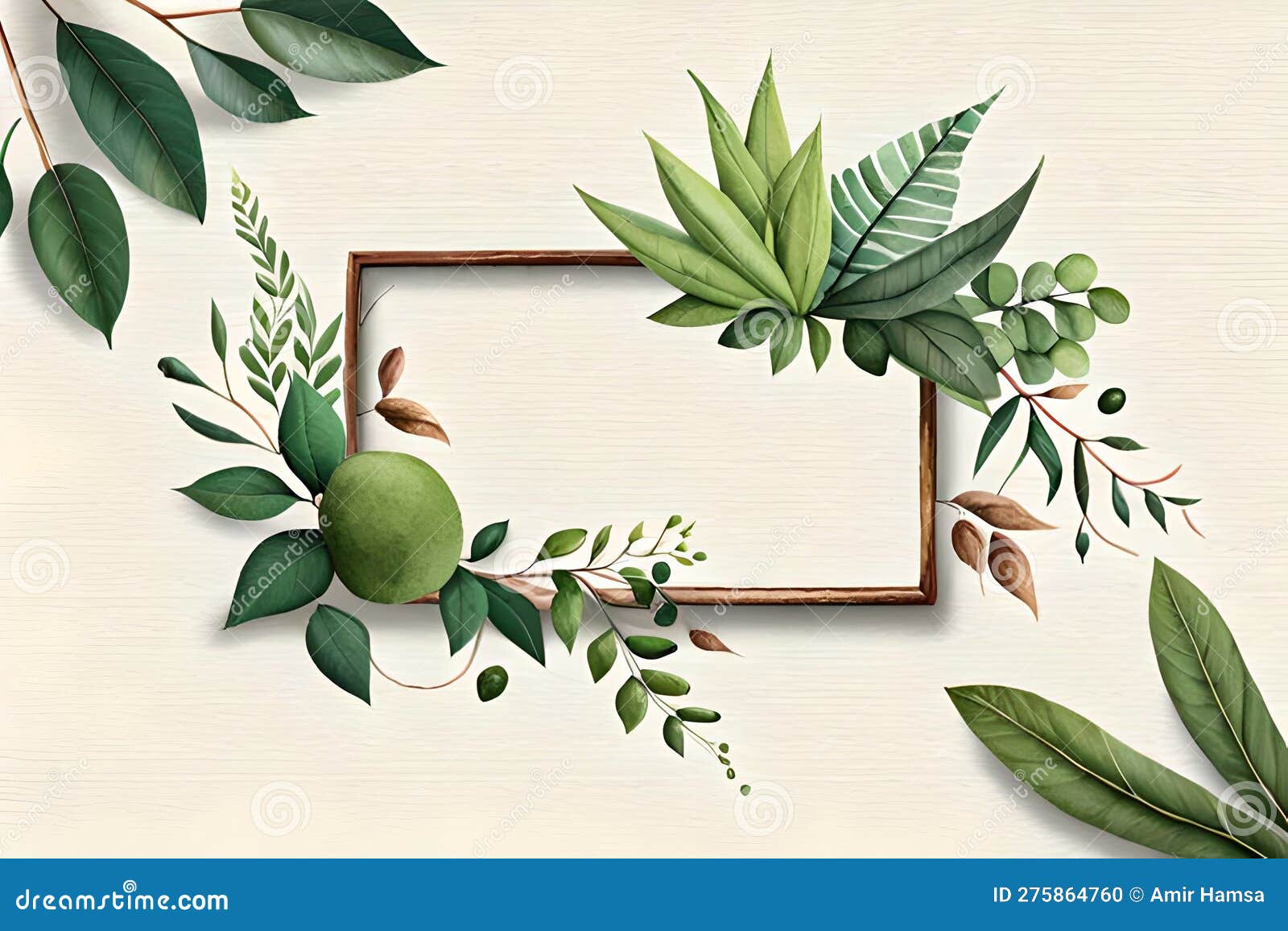 Watercolor Greenery Frames Borders Clip Art Stock Illustration ...