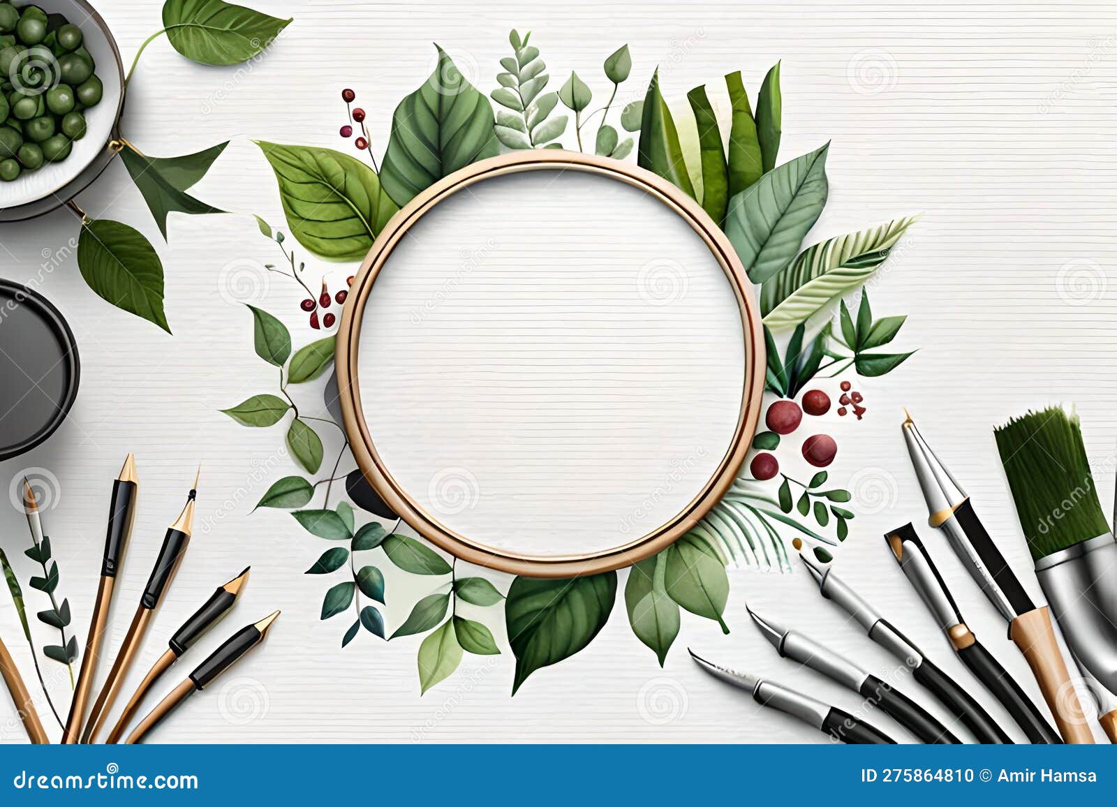 Watercolor Greenery Frames Borders Clip Art Stock Illustration ...