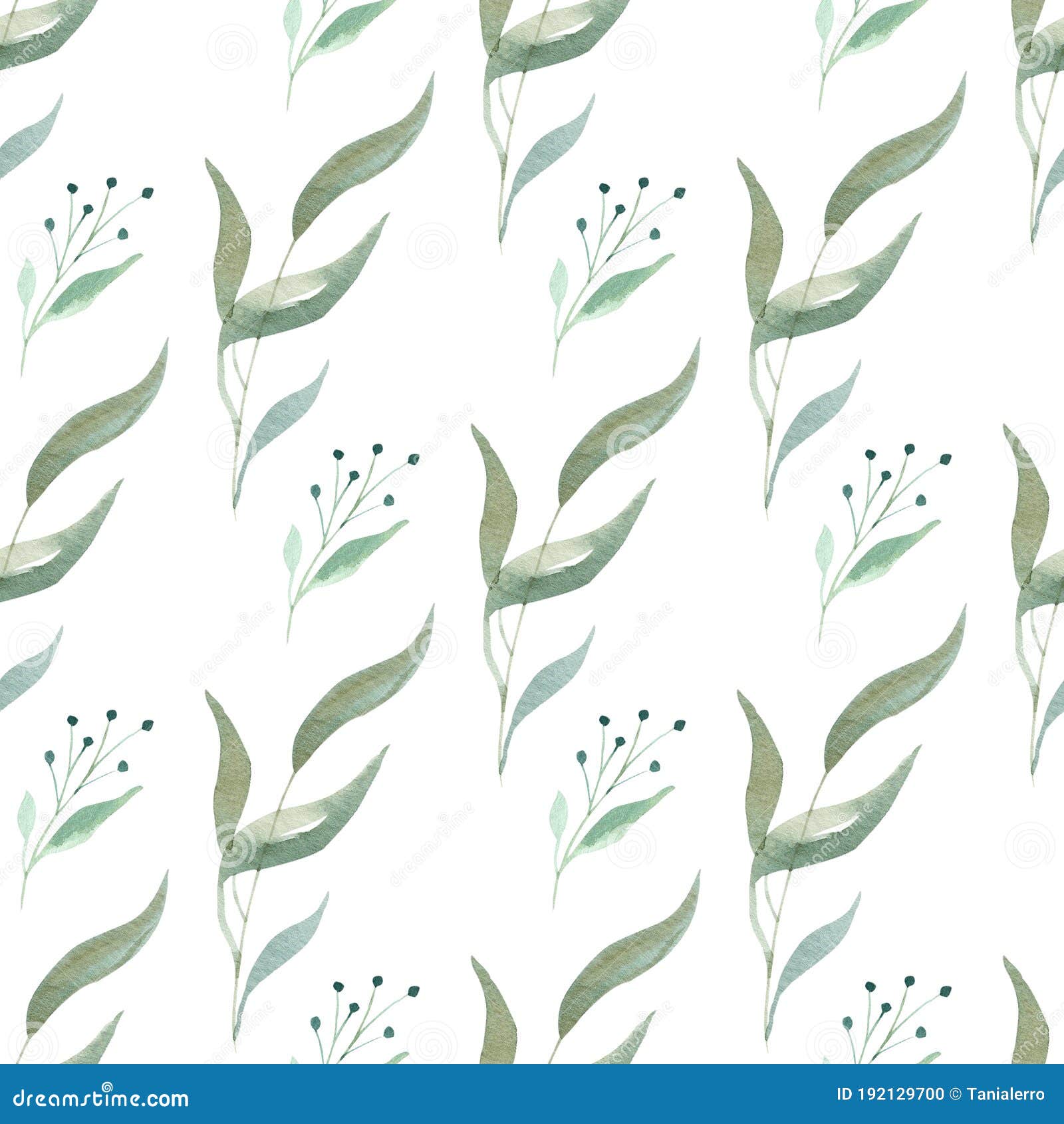 Watercolor Greenery Seamless Pattern. Botanical Branches and Leaves ... Watercolor Greenery Seamless Pattern. Botanical Branches and Leaves ...