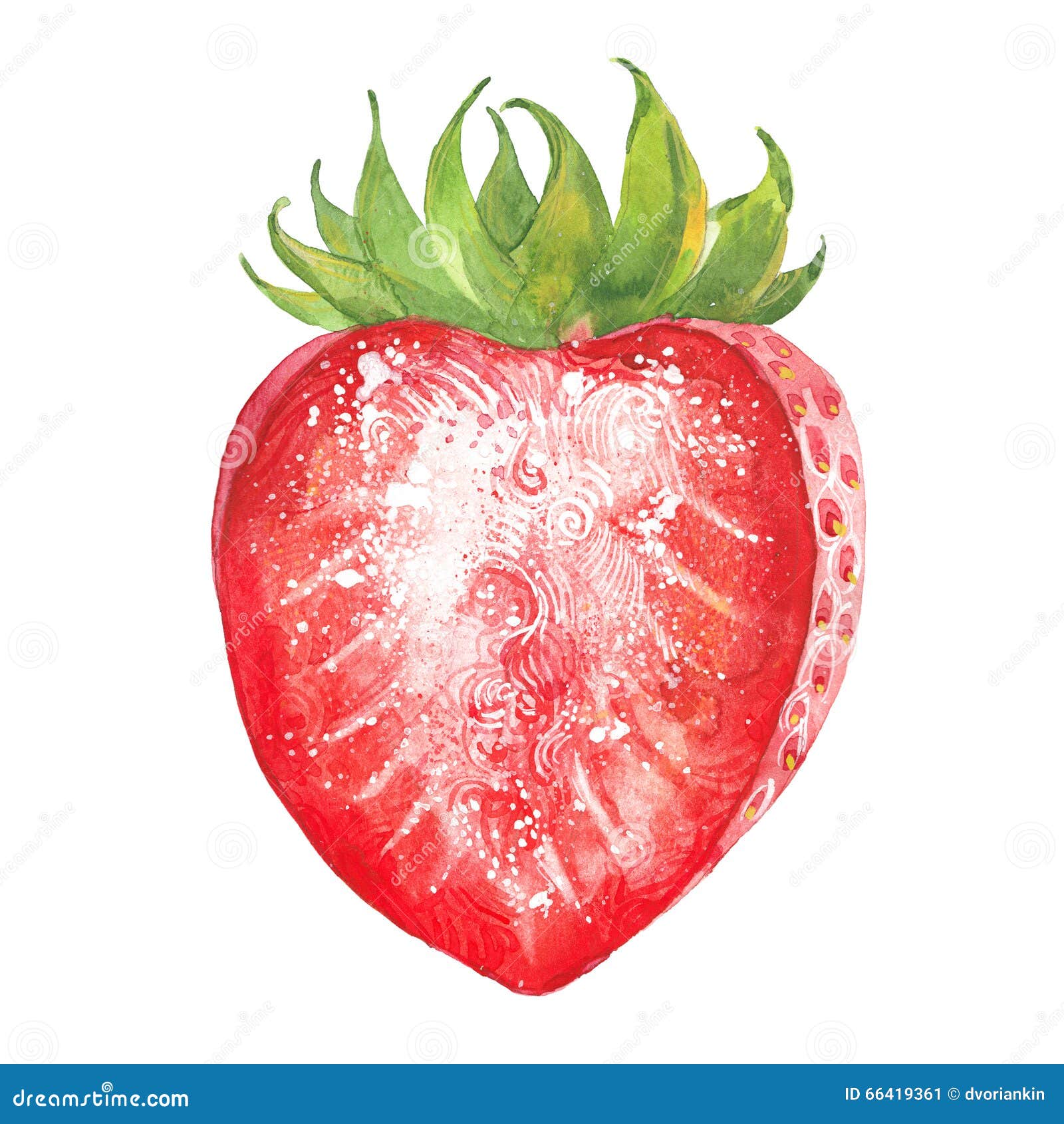 Half A Strawberry In Splashes Of Chocolate And Juice. Cartoon Vector ...