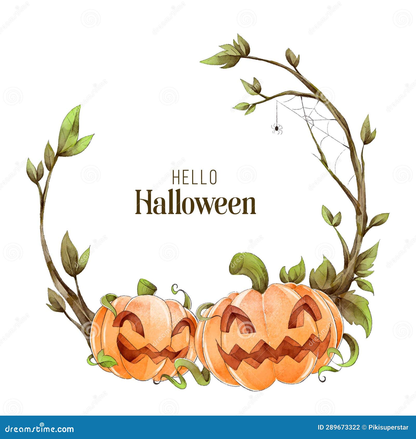 Watercolor Halloween Frame Concept Vector Illustration Stock Vector ...