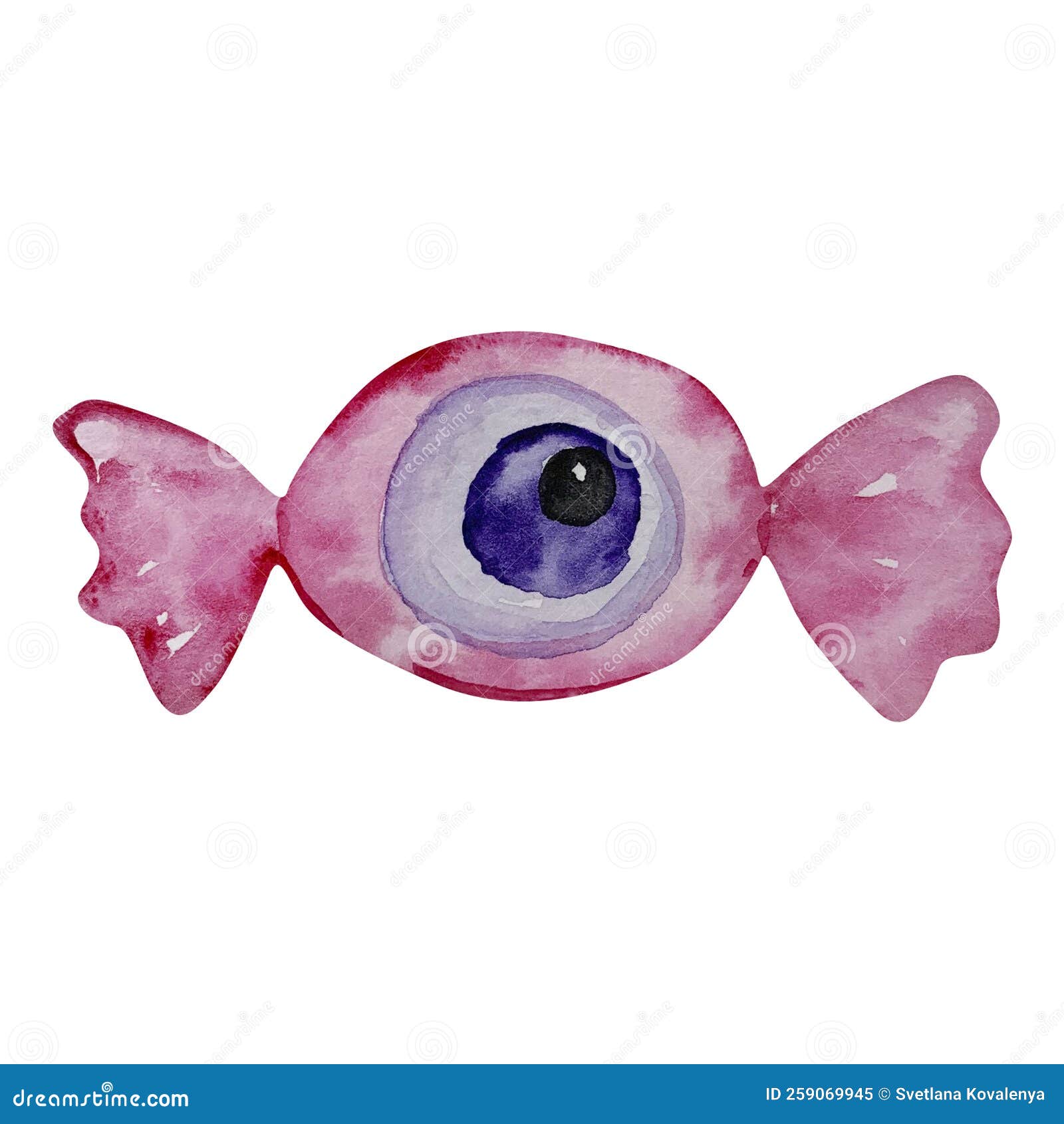 Watercolor Halloween Pink Candy Wrapper with Eye Stock Vector ...