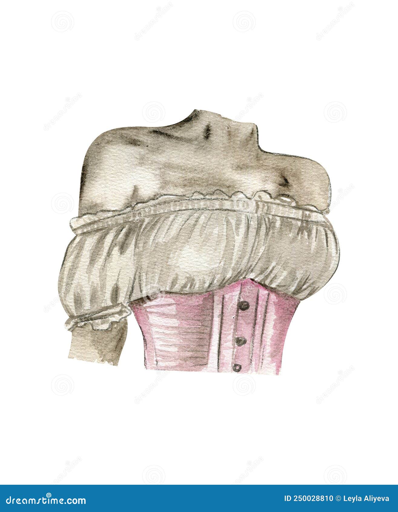 Watercolor Hand Drawn Ballerina in a Corset Stock Vector - Illustration ...