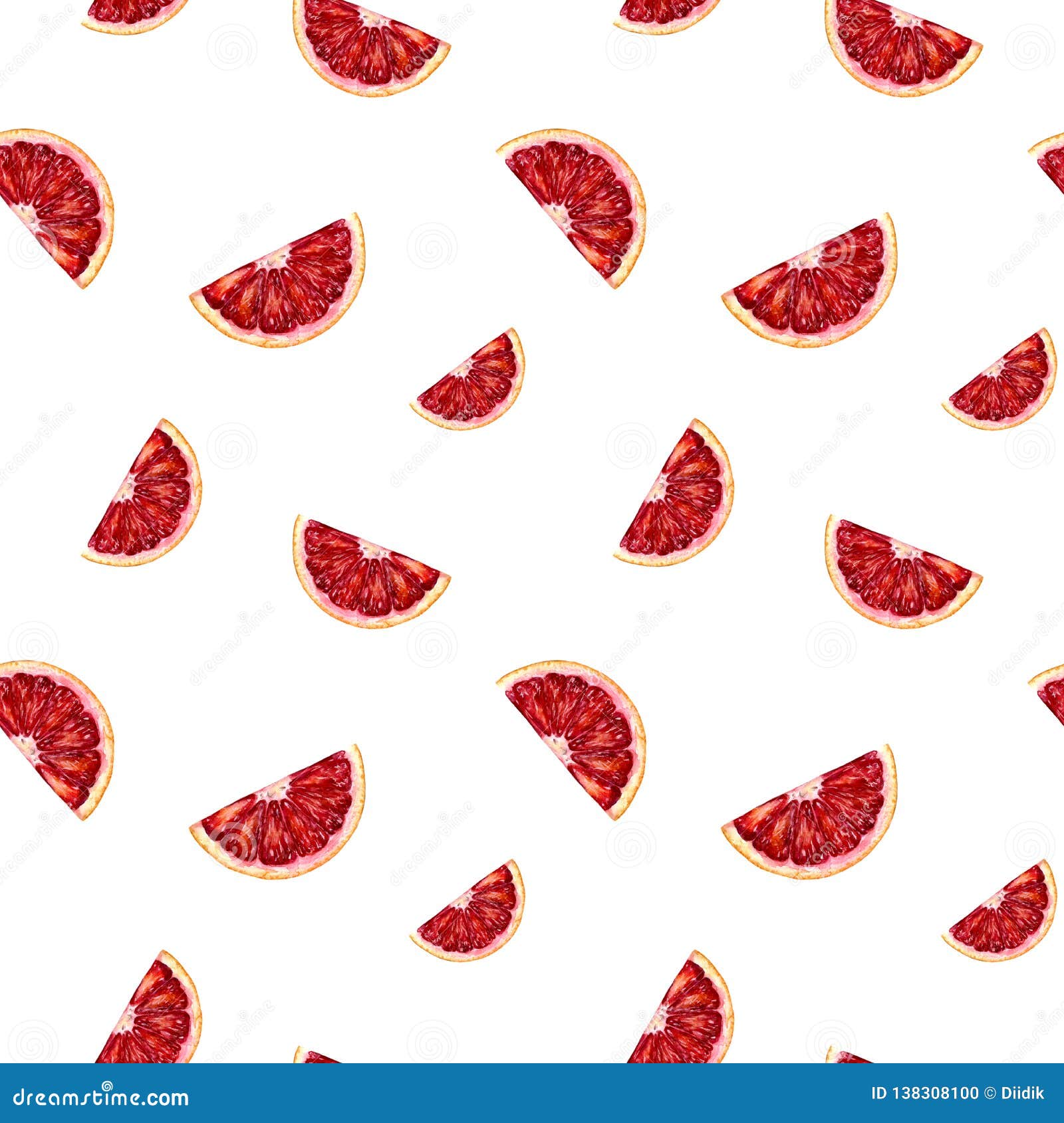 Watercolor Hand Drawn Blood Orange Seamless Pattern. Stock Illustration ...