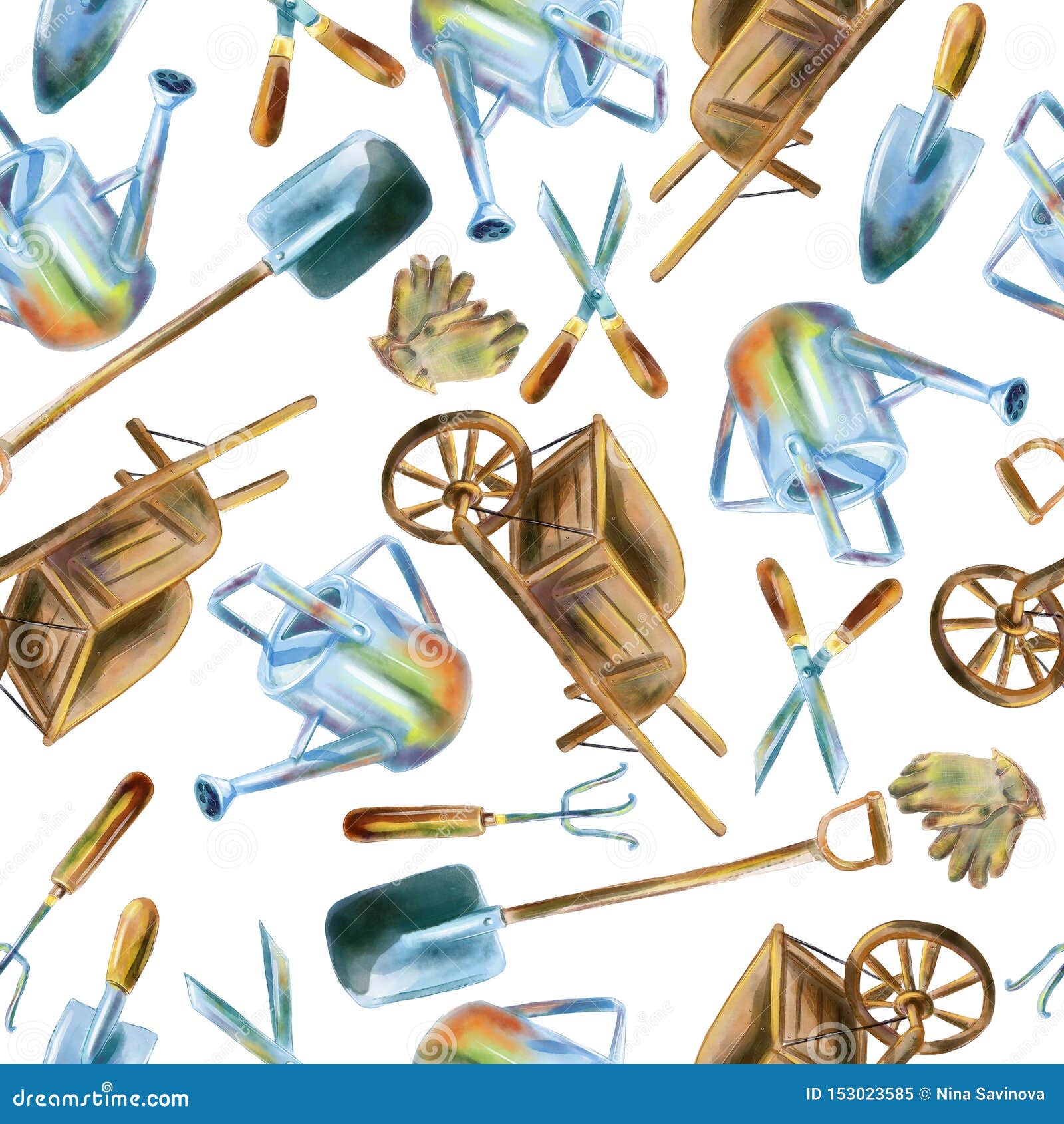 Watercolor Hand Drawn Garden Tools Seamless Pattern Stock Illustration ... Watercolor Hand Drawn Garden Tools Seamless Pattern Stock Illustration ...