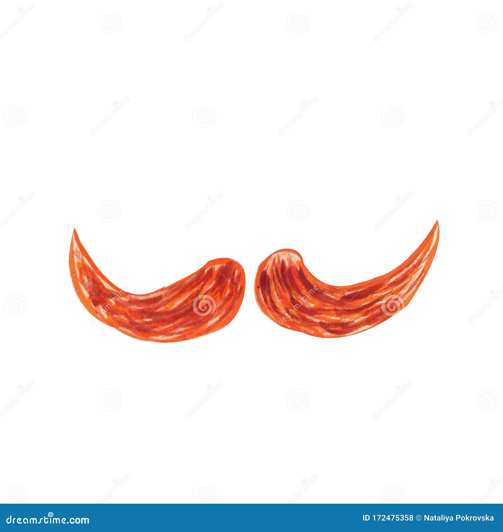 Watercolor Hand Drawn Ginger Moustache Isolated On White Background ... Watercolor Hand Drawn Ginger Moustache Isolated On White Background ...