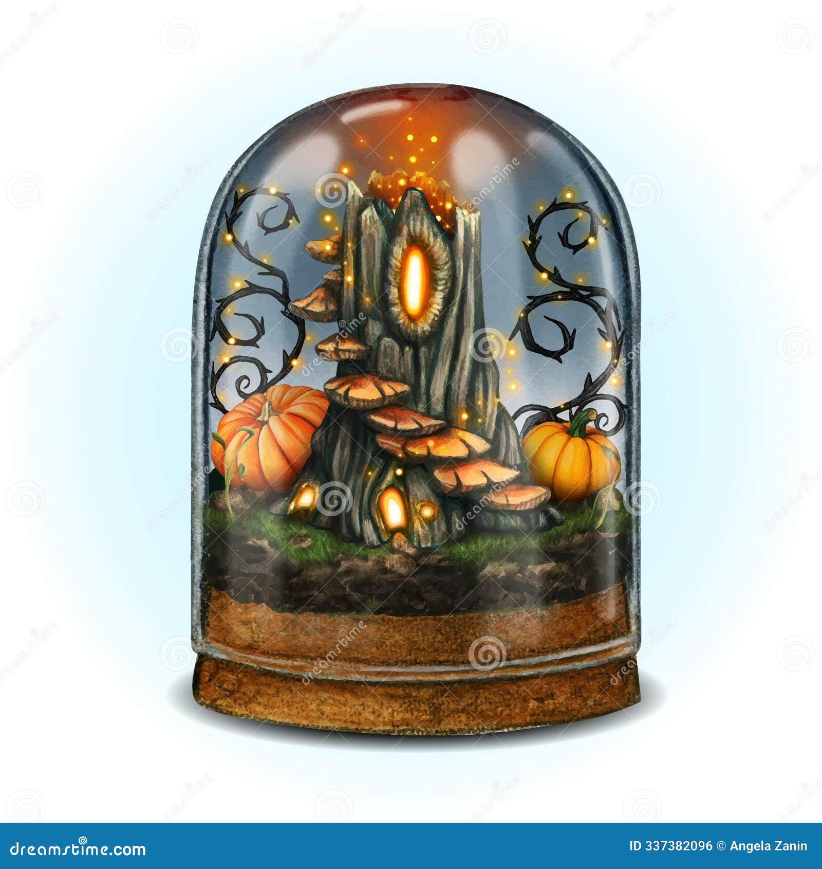 Enchanted Tree At Sunset With Floating Orbs Royalty-Free Stock Photo ...