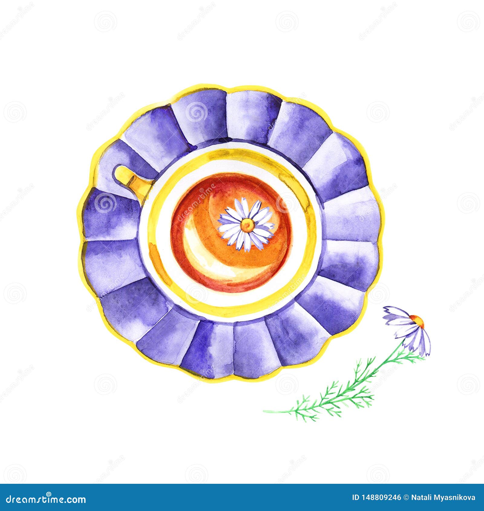 Watercolor Hand Drawn Painted Tea Illustration. Menu Design Stock Photo ...