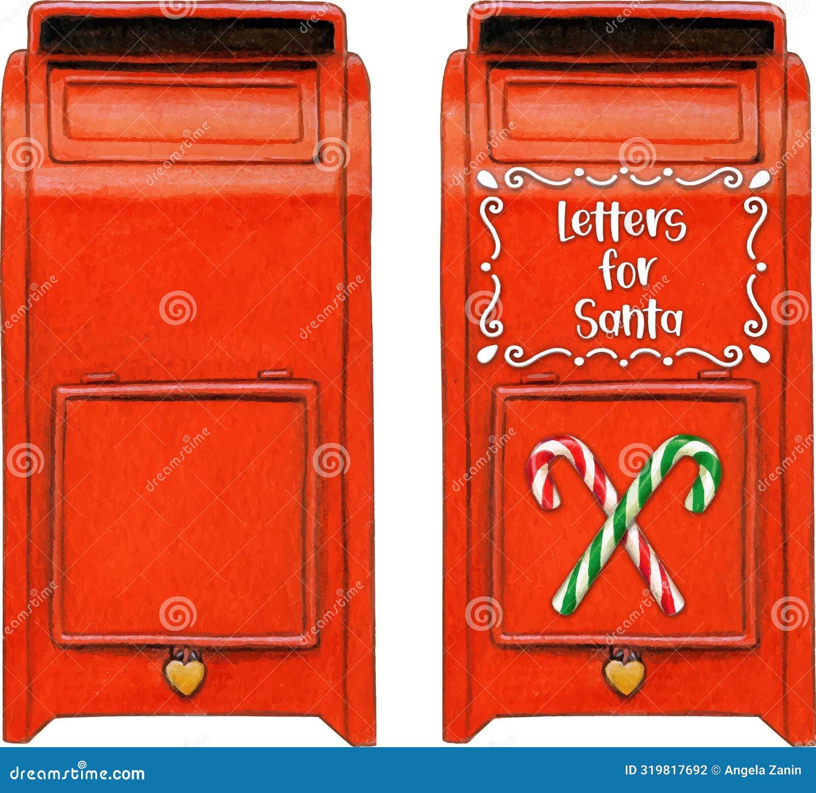 Watercolor Hand Drawn Post Box Stock Vector - Illustration of design ...