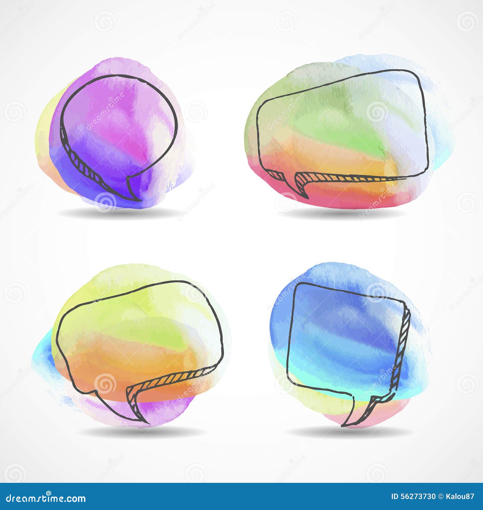 Watercolor Hand Drawn Speech Bubbles Vector Stock Vector - Illustration ... Watercolor Hand Drawn Speech Bubbles Vector Stock Vector - Illustration ...