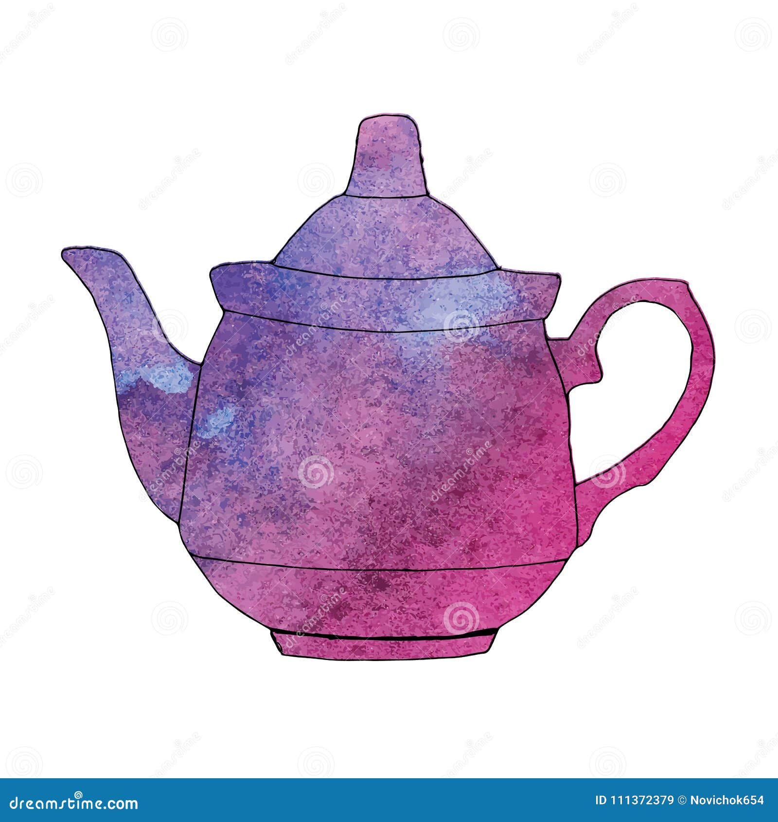 Watercolor Hand Drawn Teapot. Stock Vector - Illustration of stylized ...