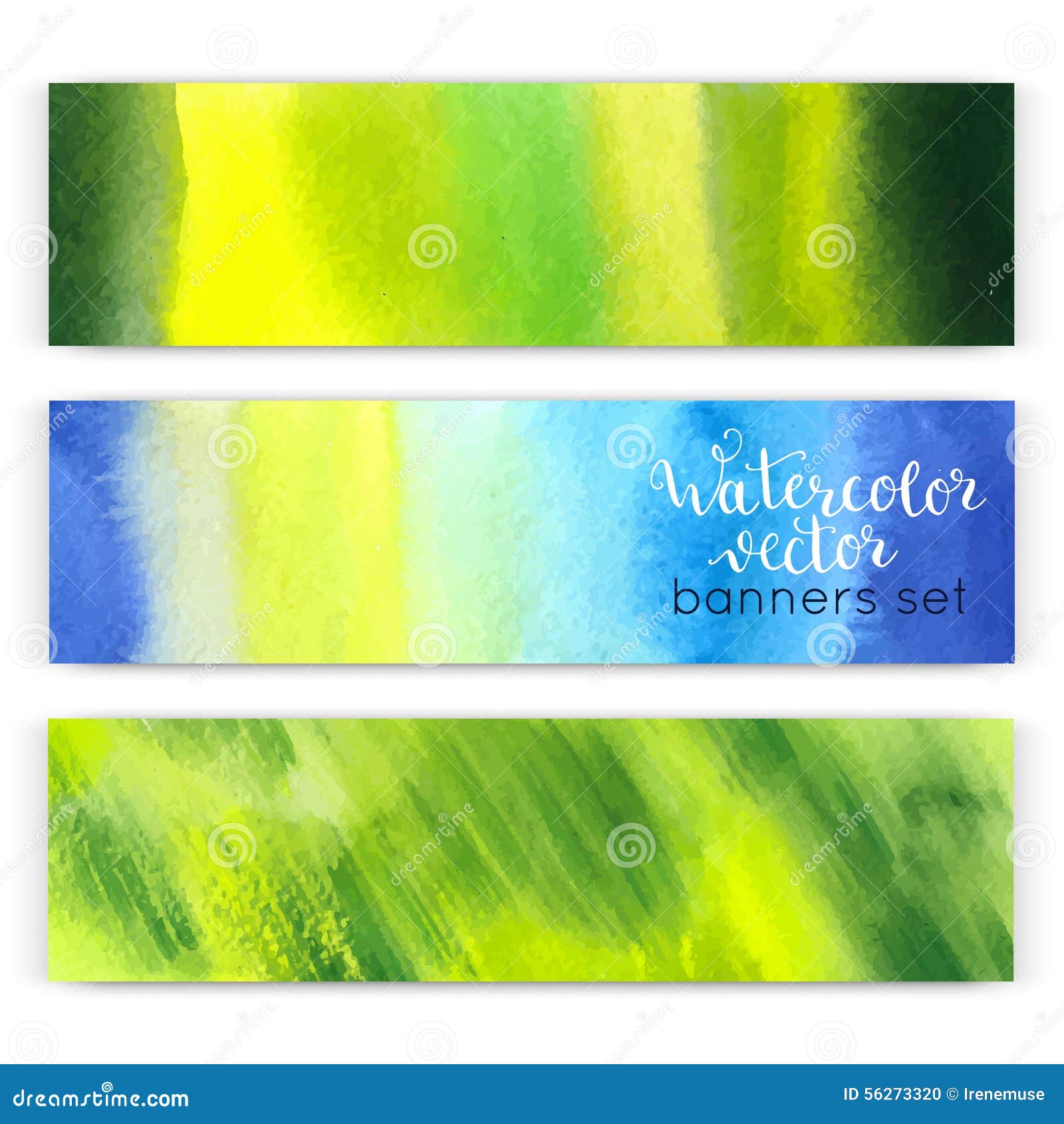 Watercolor Hand Painted Banners Set Stock Illustration - Illustration ...